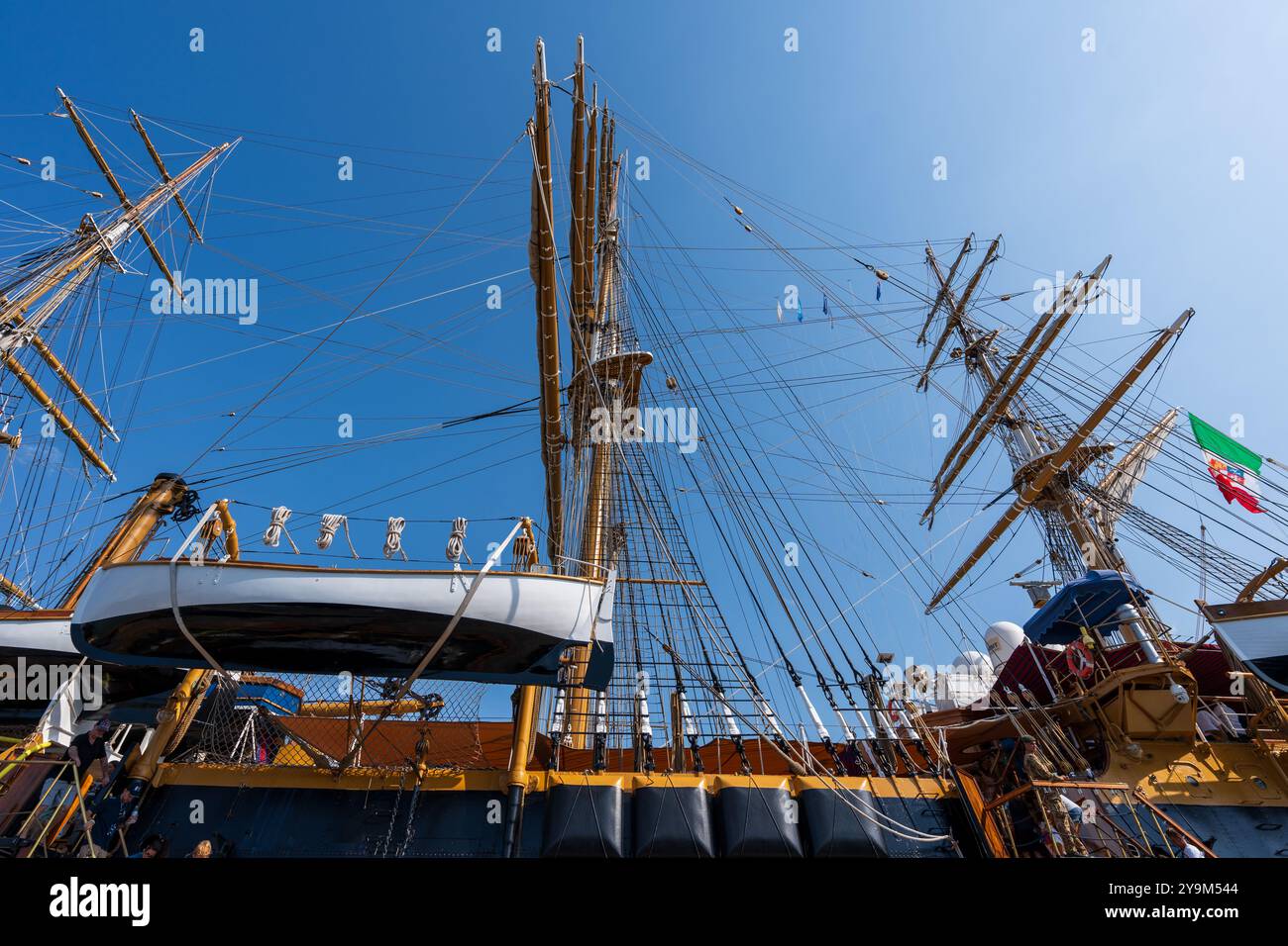 Italian training ship Amerigo Vespucci docked at Fort Hill Wharf in ...