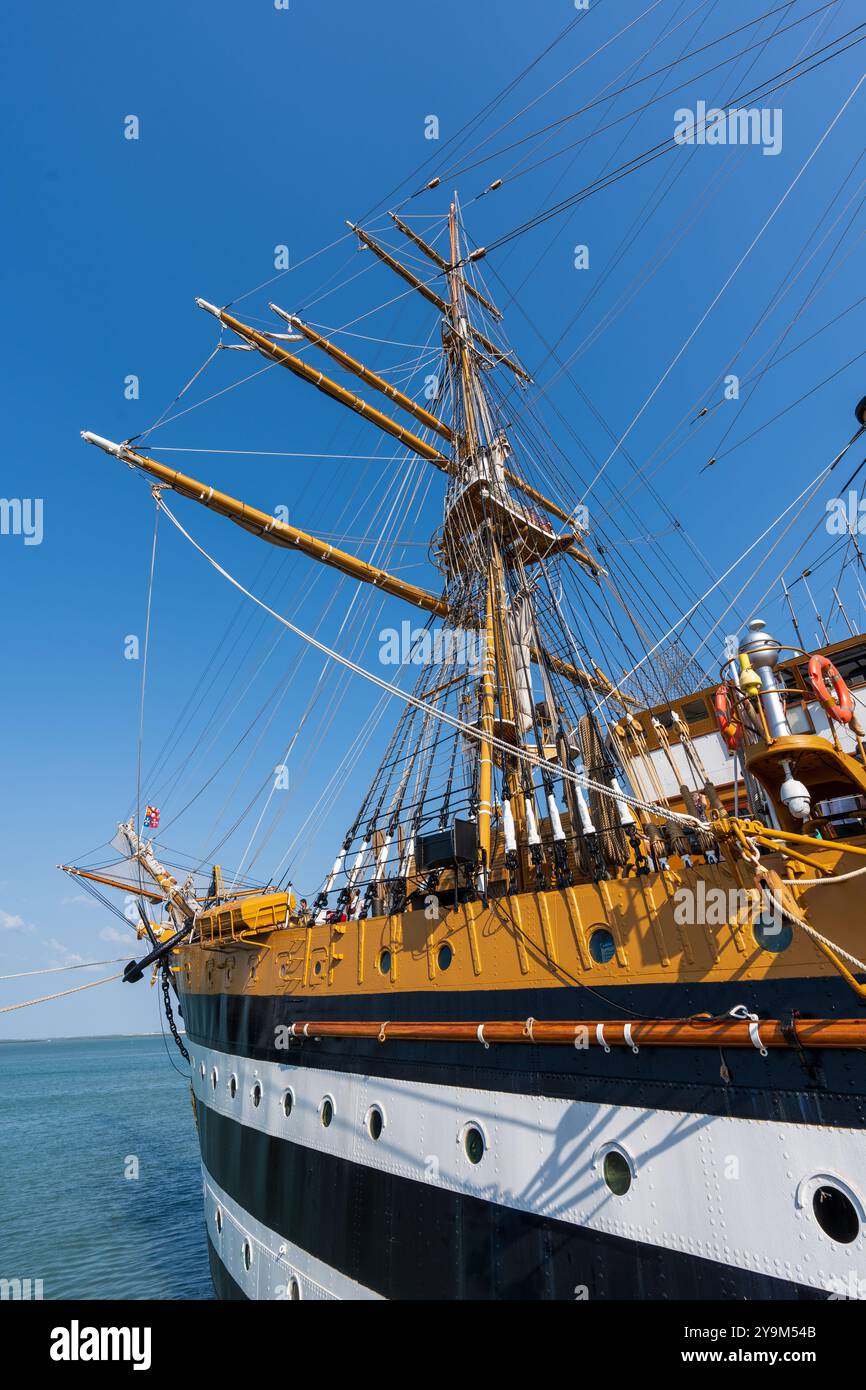 Italian training ship Amerigo Vespucci docked at Fort Hill Wharf in ...