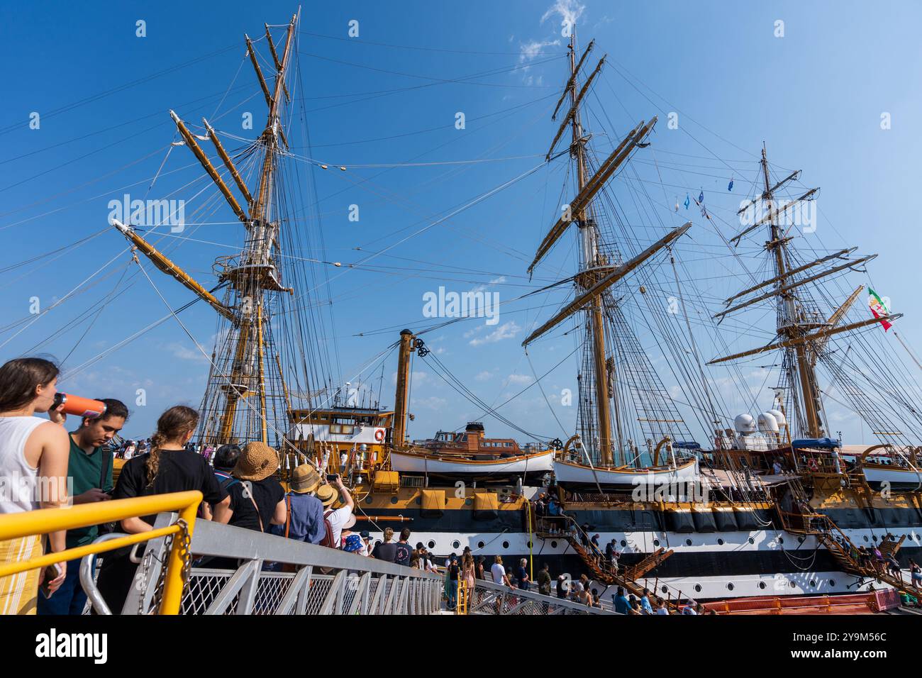 Italian training ship Amerigo Vespucci docked at Fort Hill Wharf in ...