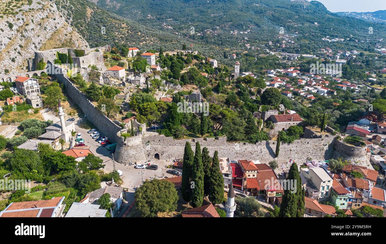 Aerial view of Stari Bar (Old Town of Bar), the ruins of an ancient ...