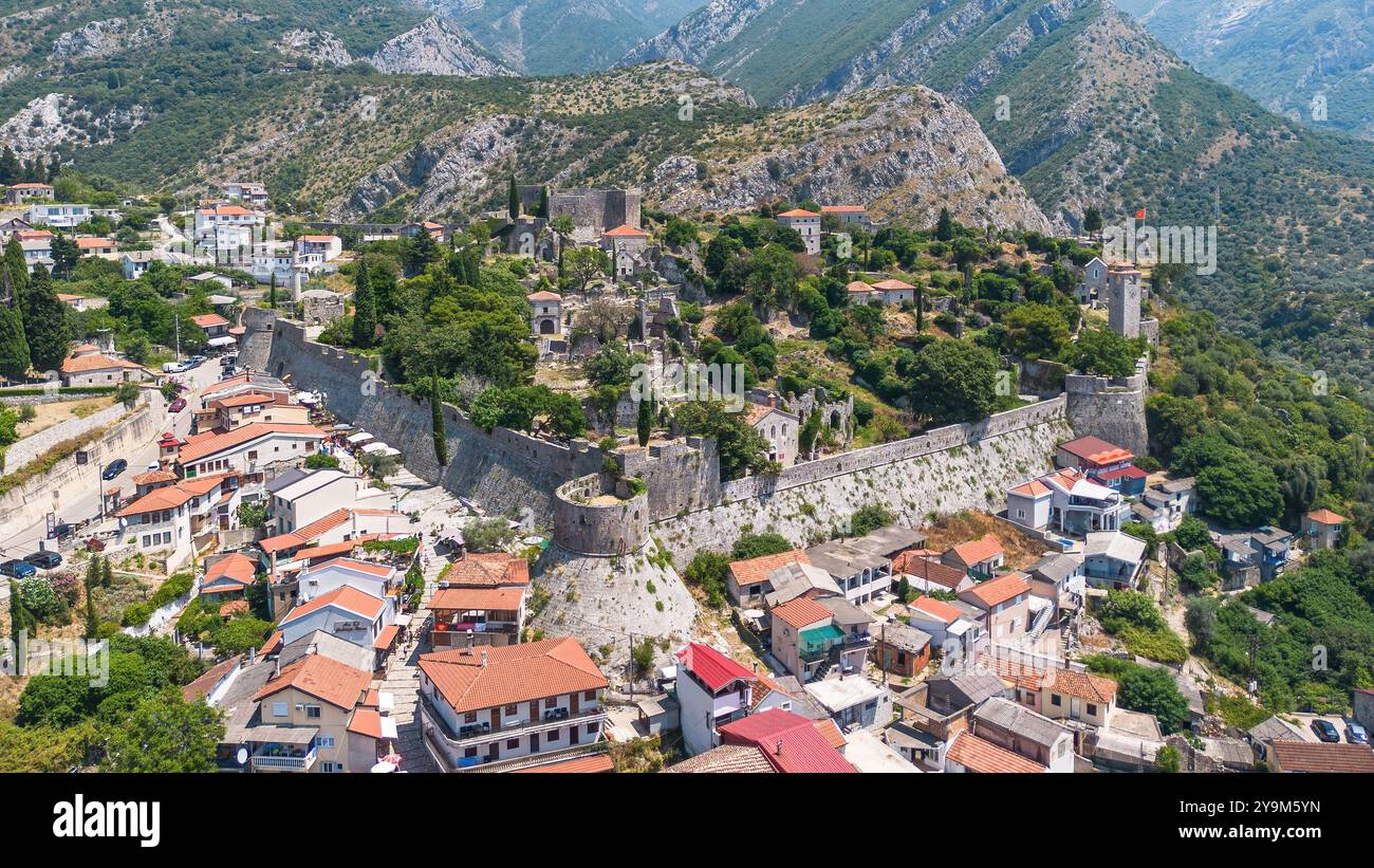 Overview of Stari Bar (Old Town of Bar), the ruins of an ancient walled ...