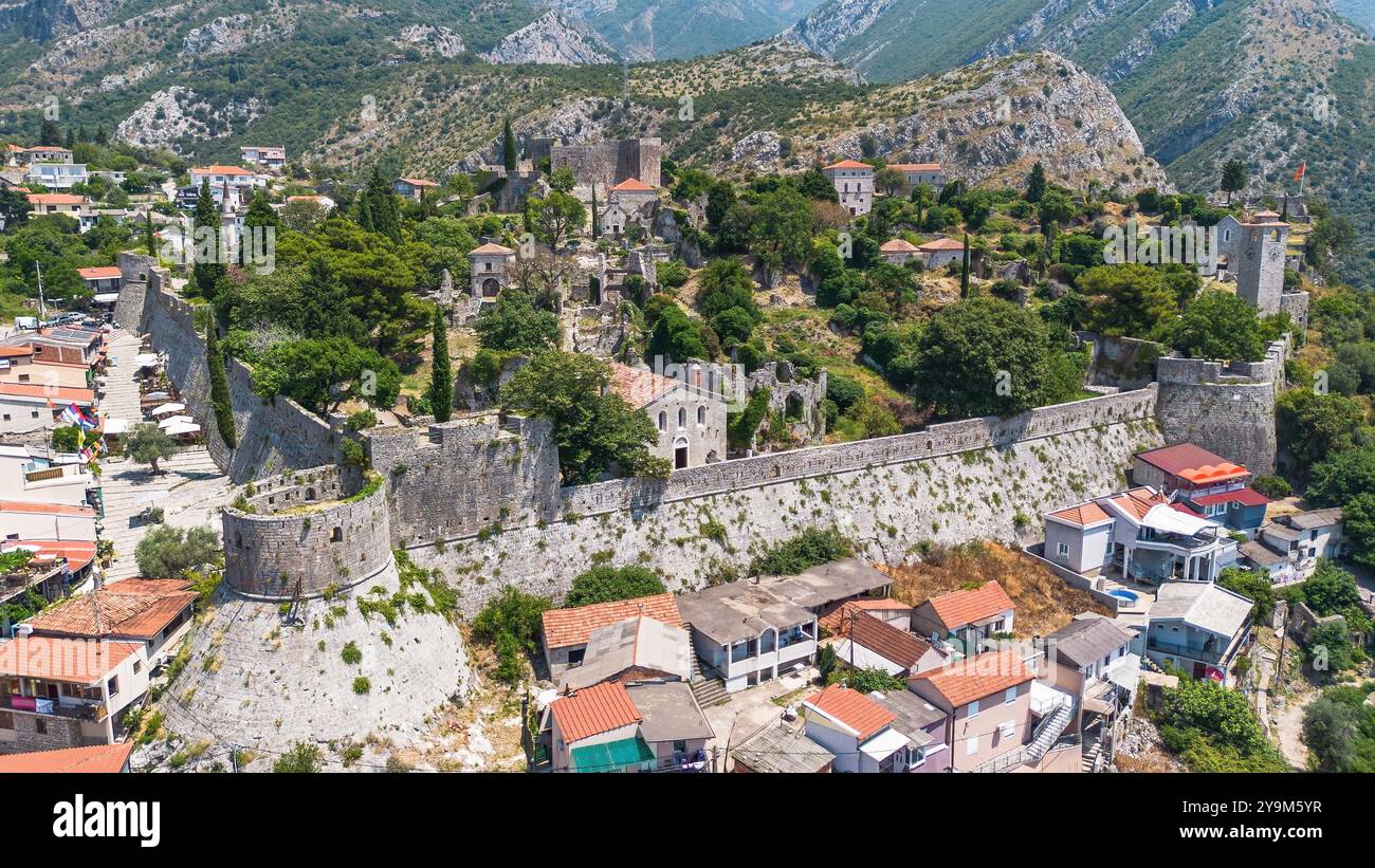 Overview of Stari Bar (Old Town of Bar), the ruins of an ancient walled ...