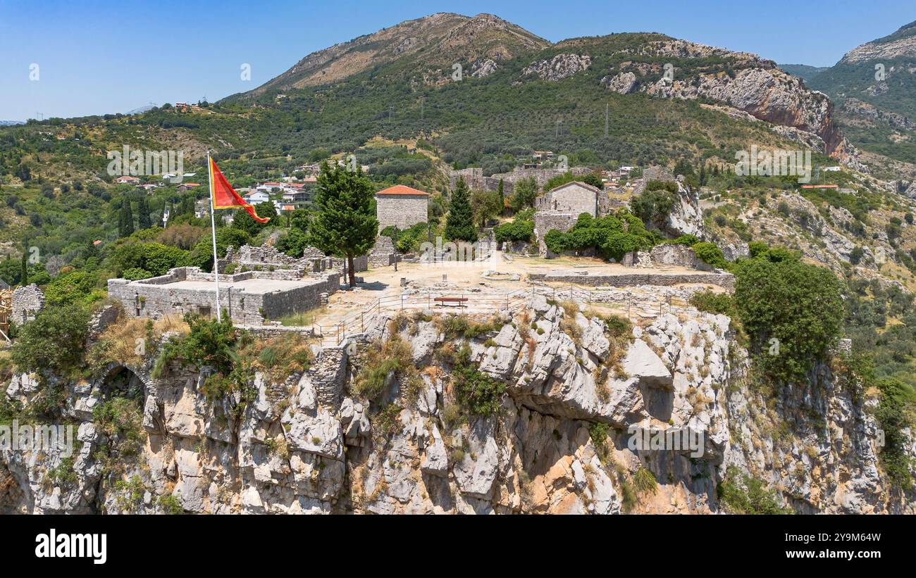 Aerial view of Stari Bar (Old Town of Bar), the ruins of an ancient ...