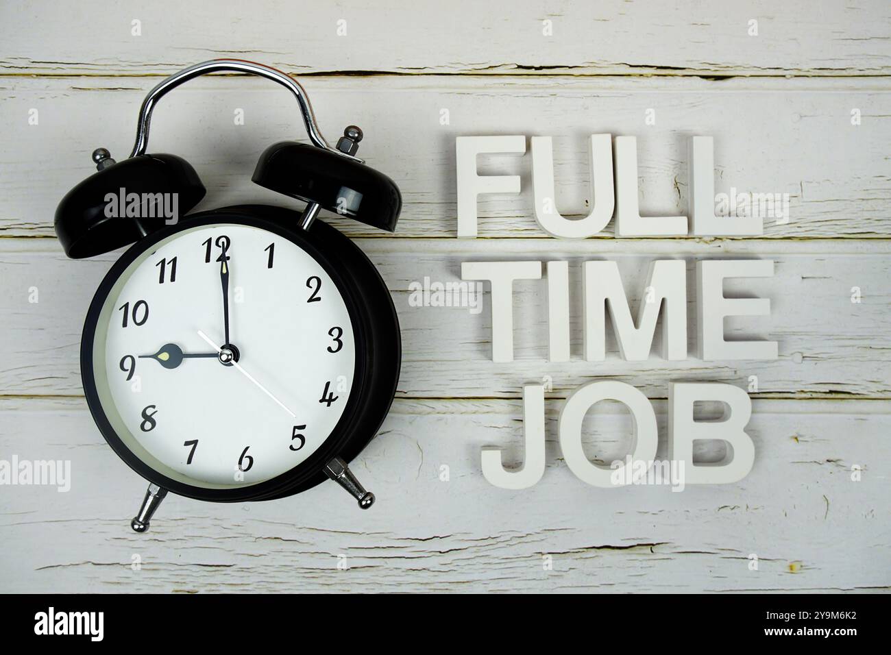 Full Time Job alphabet letters with alarm clock top view on Stock Photo ...