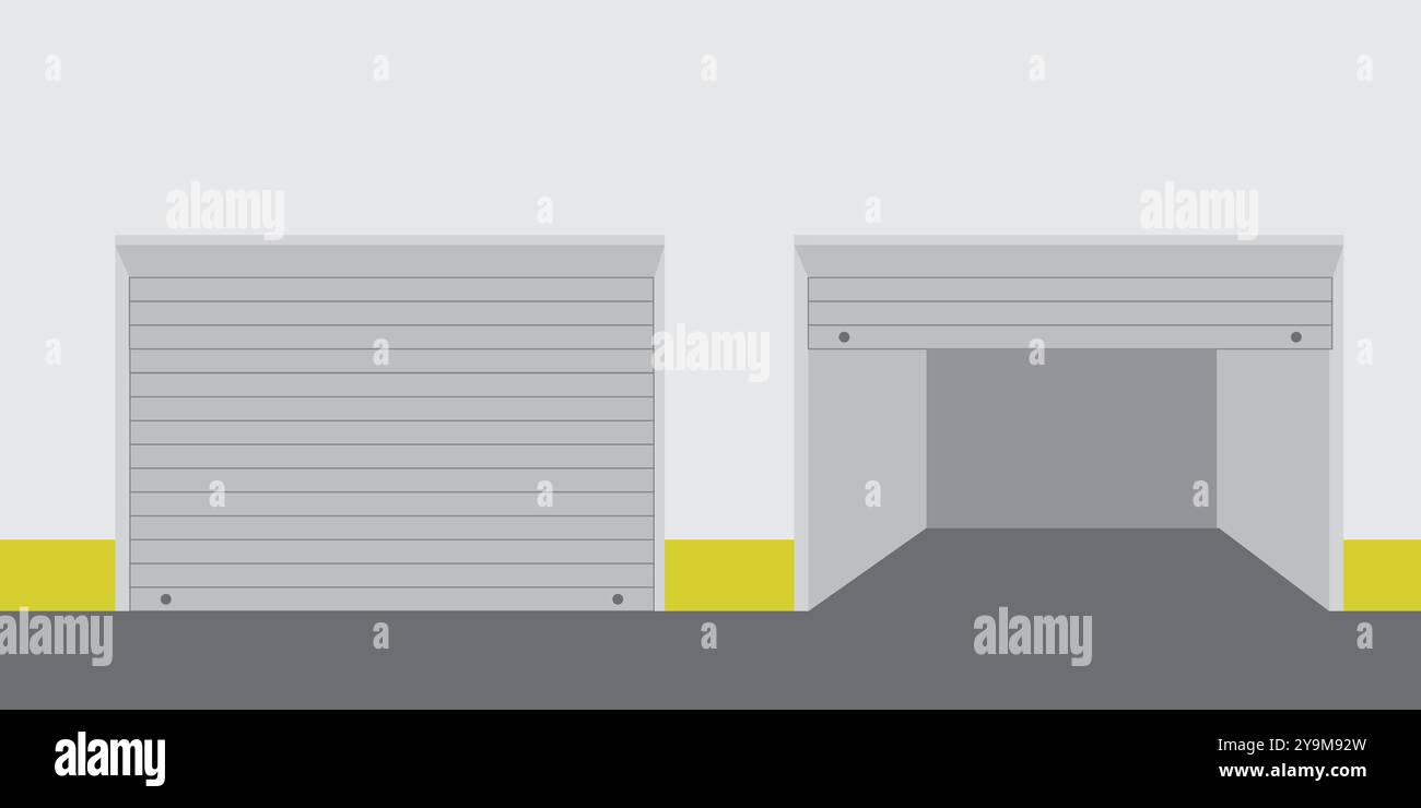 Warehouse or garage roller shutter door. Factory roller door entrance ...