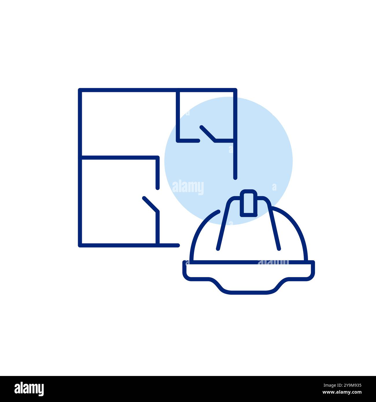 Floor plan and hard hat. Construction safety. Civil engineering ...