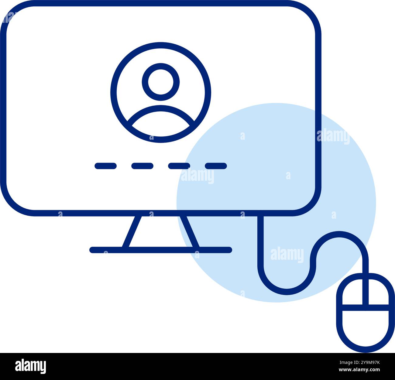 Computer monitor with login field and mouse. Secure user account entry. Pixel perfect, editable ...