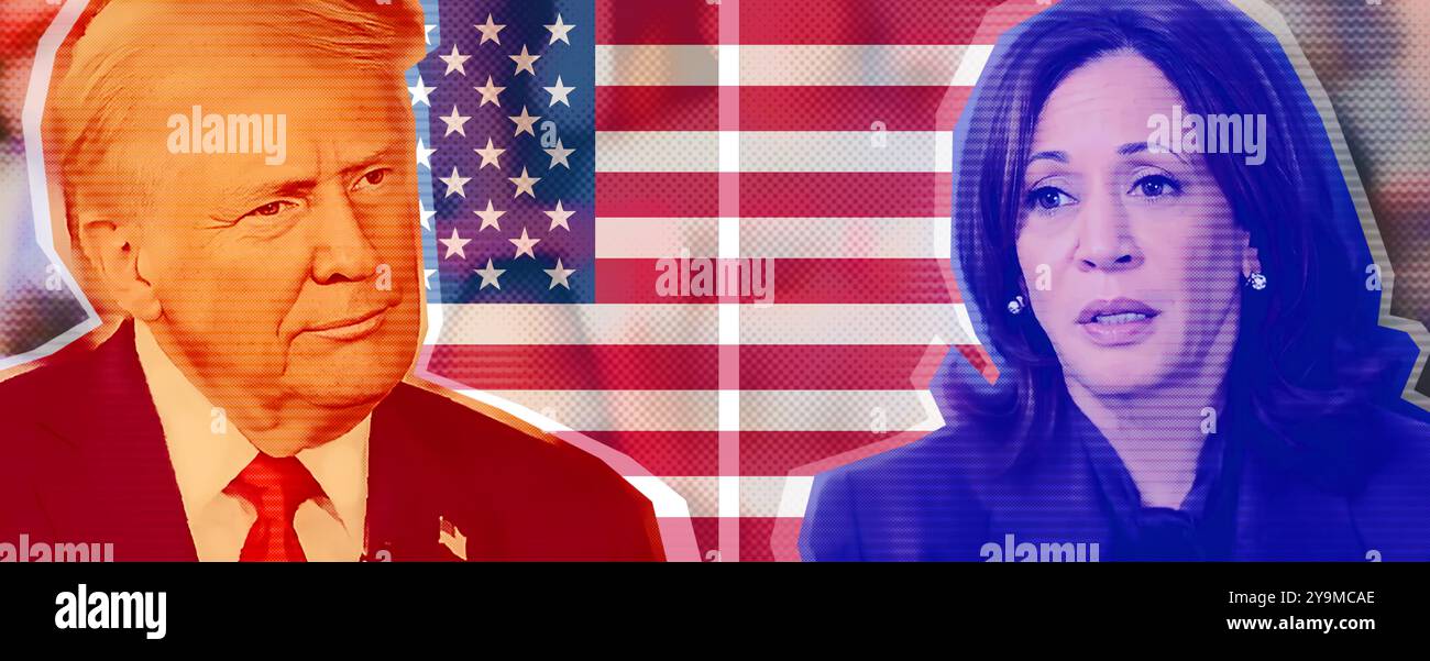 Photo collage with halftone effect. Photo illustration Portrait of ...