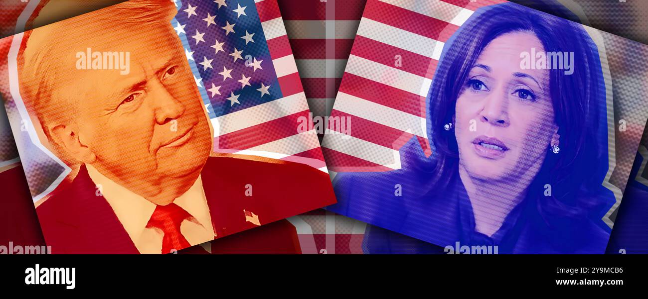 Photo collage with halftone effect. Photo illustration Portrait of ...