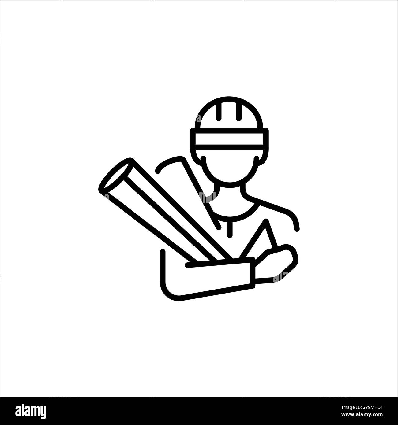 Architect drawing blueprint planning Black and White Stock Photos ...