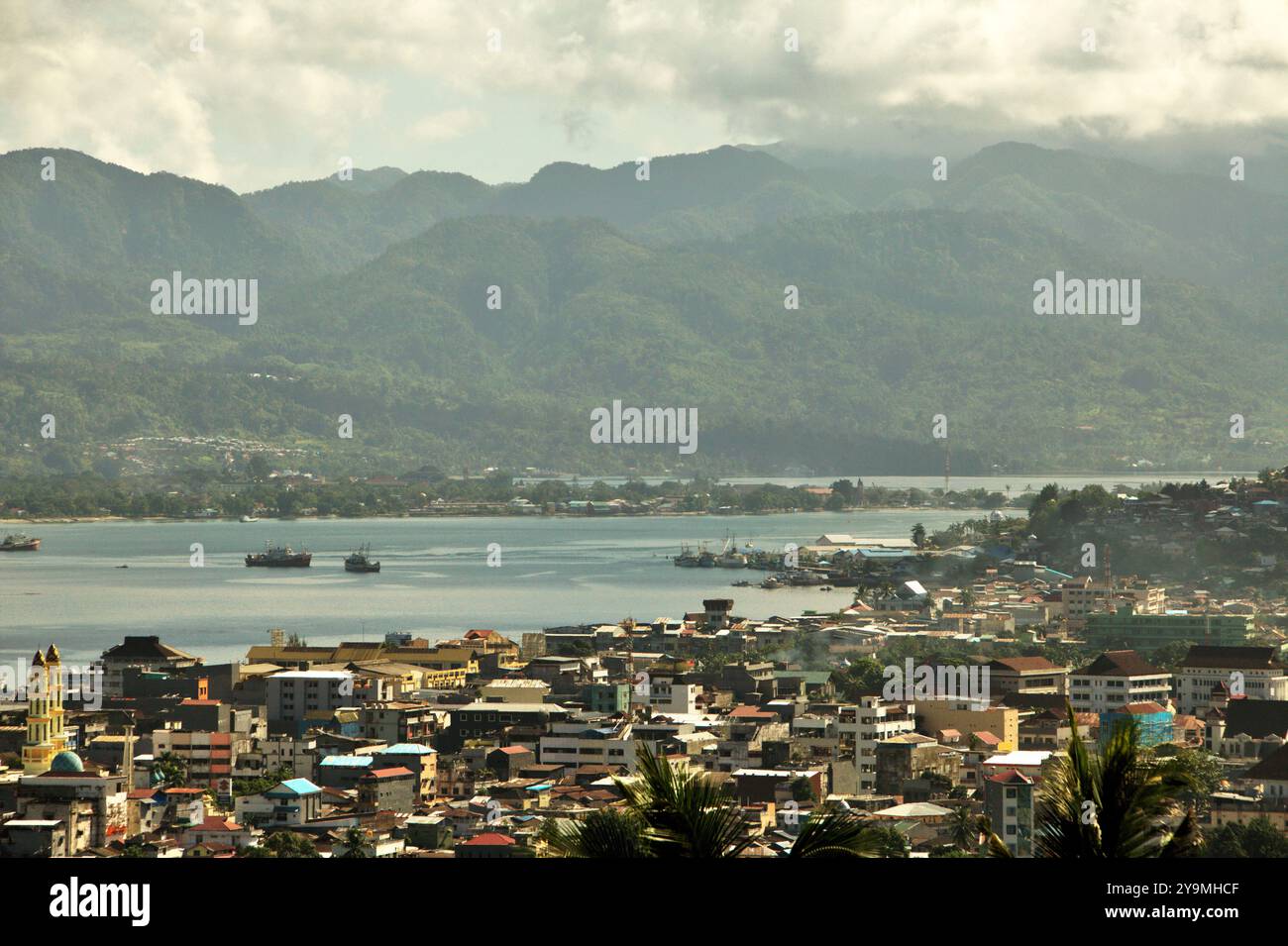Bay of Ambon and part of Ambon City is seen from Karangpanjang hill in ...