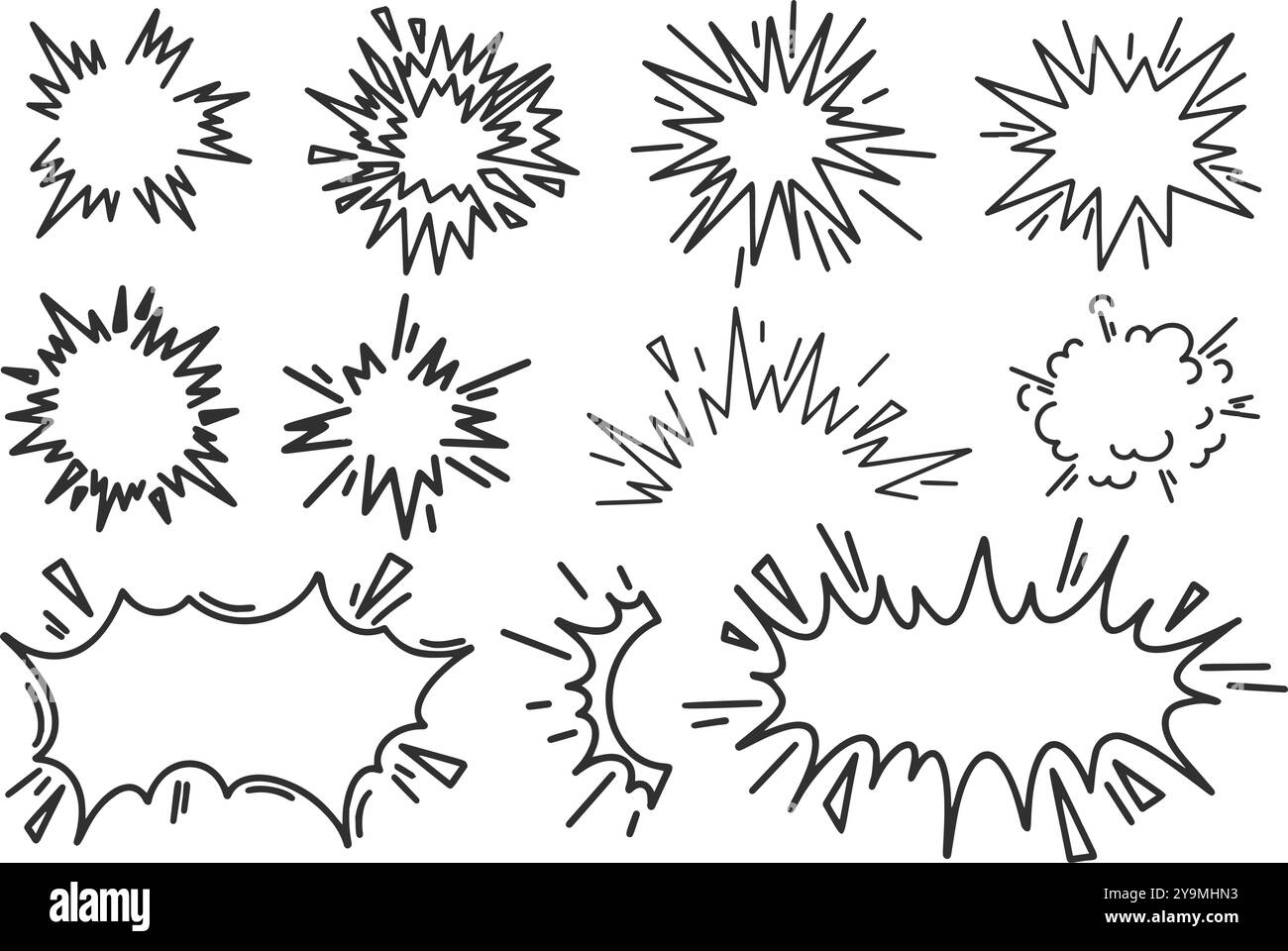 Cartoon comic burst with splashes. Bomb explosion effect frames. Vector ...