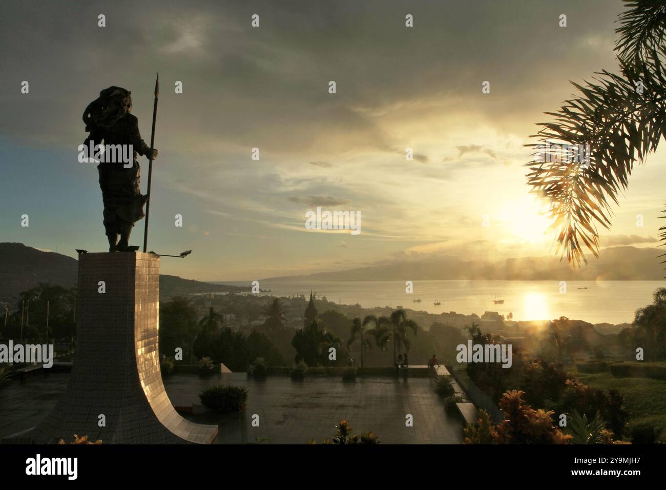 Silhouette of the 8-metre statue of Martha Christina Tiahahu (1800-1818 ...