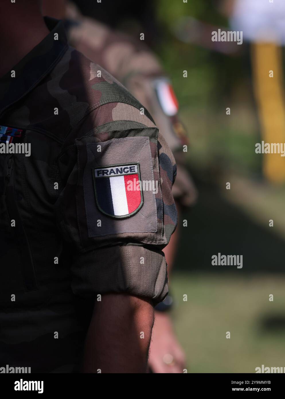 Shallow depth of field (selective focus) details with the French flag ...