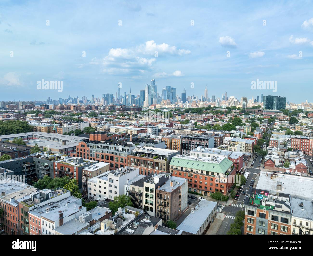 Aerial View of Hoboken and New Jersey Skyline on the background Stock ...