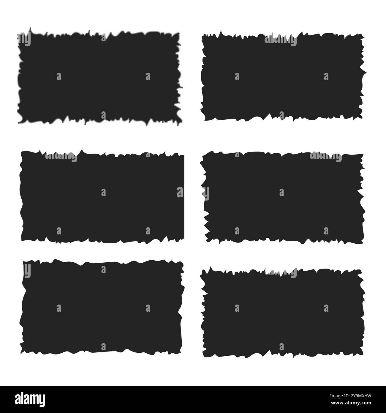 Tattered rectangle jagged edge text box, header border. Ripped and cutout paper torn strip ...