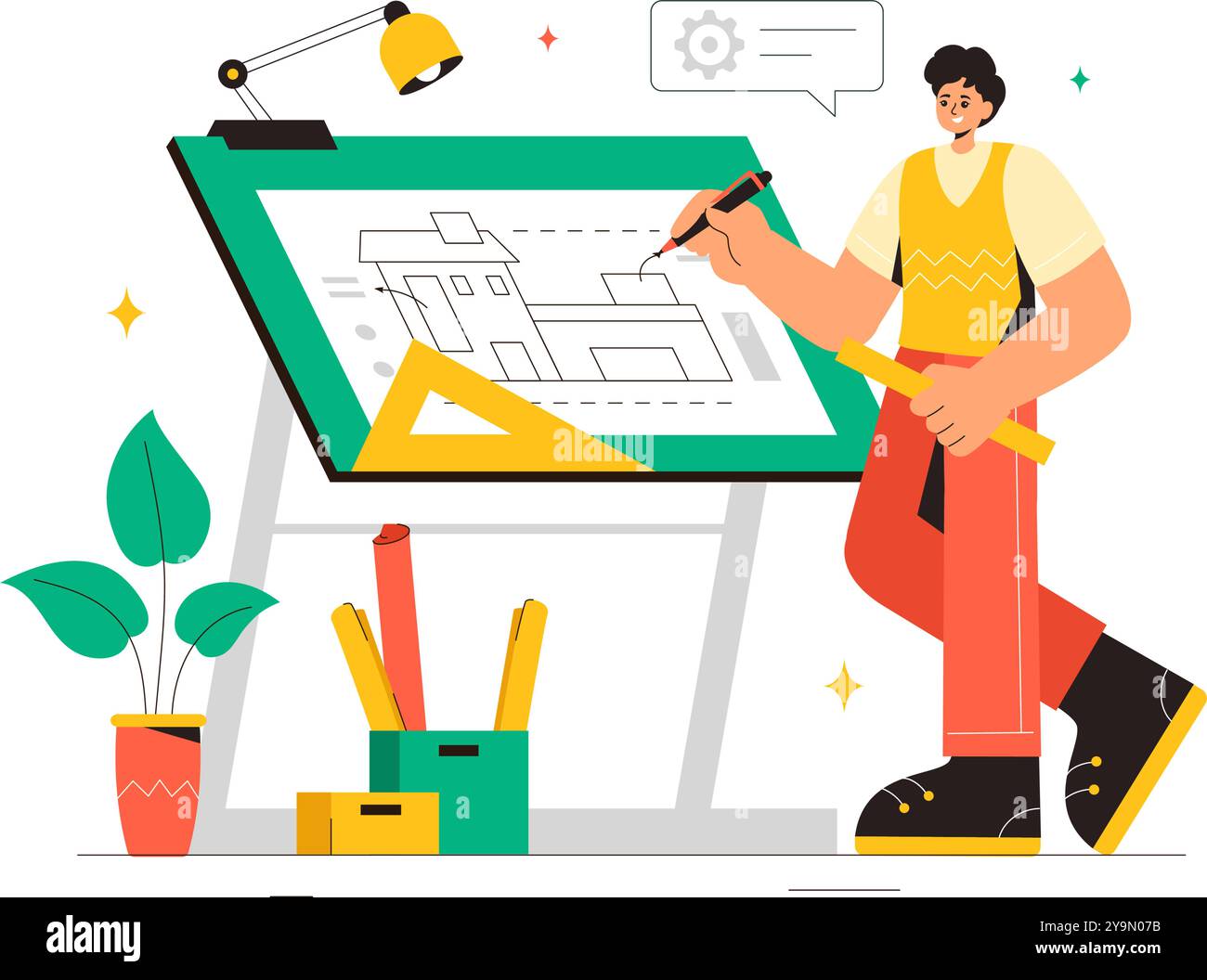 School project on a table Stock Vector Images - Alamy