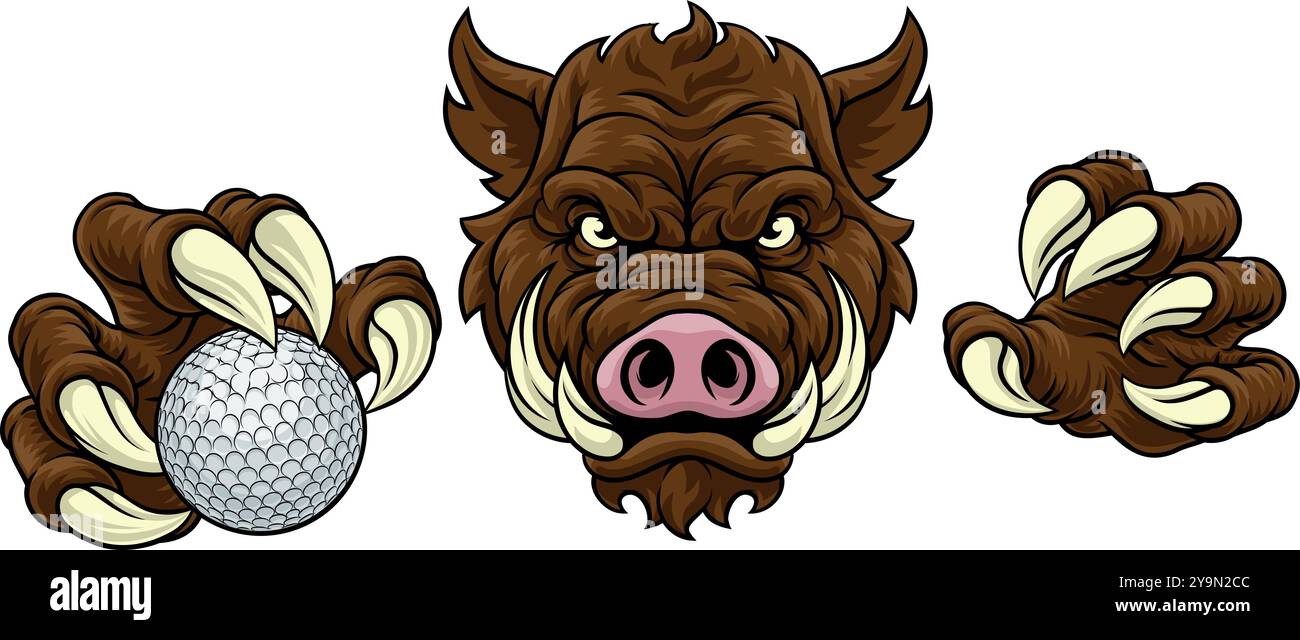 Boar Wild Hog Razorback Warthog Pig Golf Mascot Stock Vector Image ...