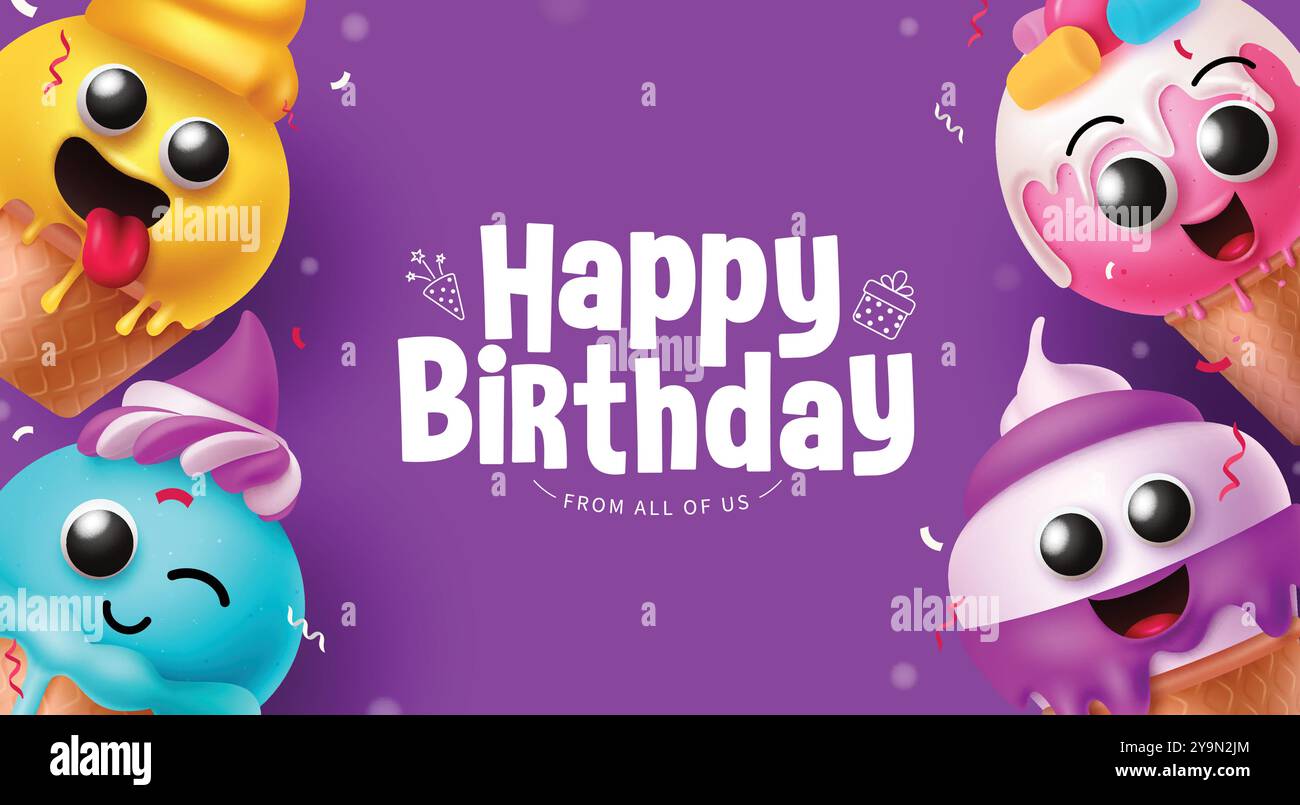 Happy birthday greeting vector template design. Birthday greeting text ...