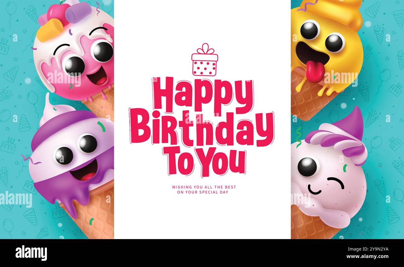 Happy birthday greeting vector template design. Birthday greeting text ...