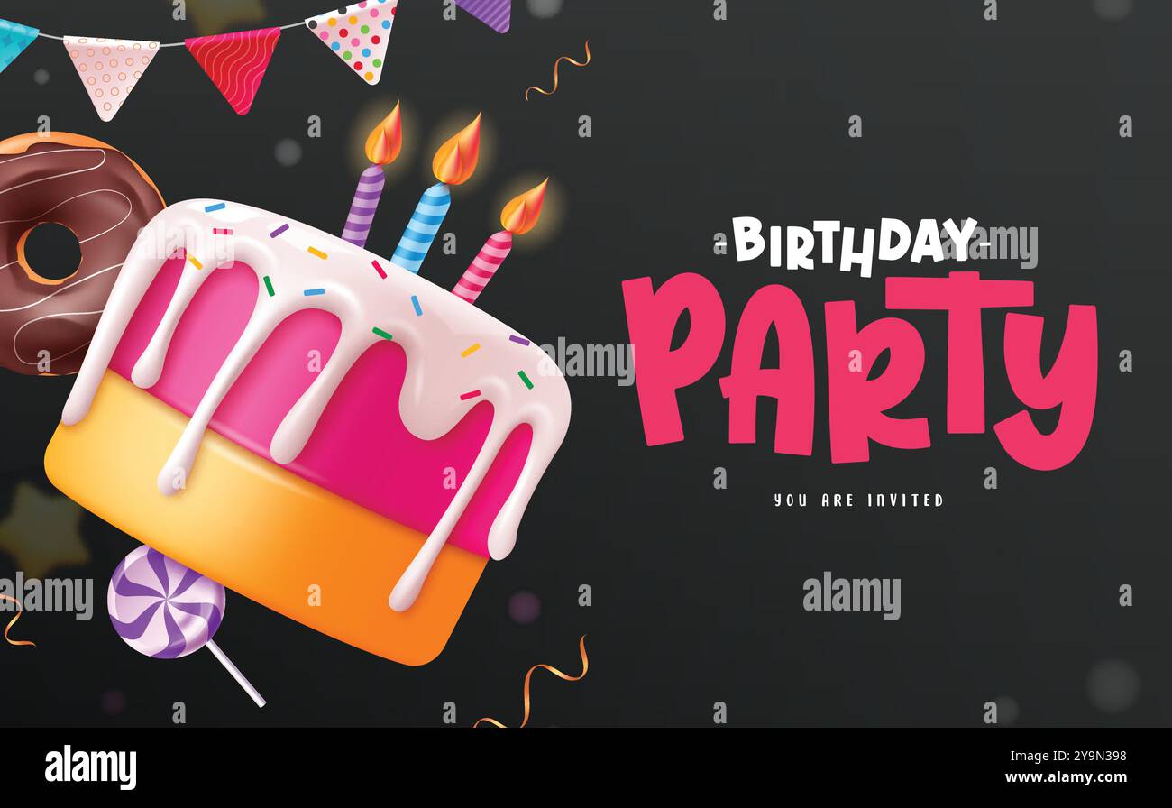 Birthday party invitation vector background design. Birthday invitation ...