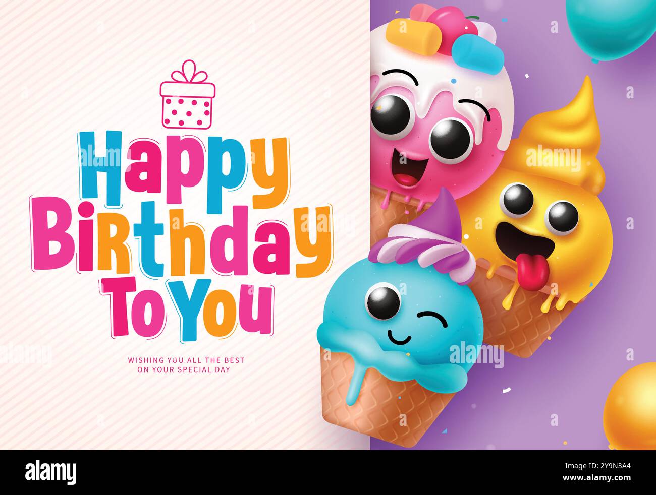 Happy birthday greeting vector template design. Birthday greeting text ...
