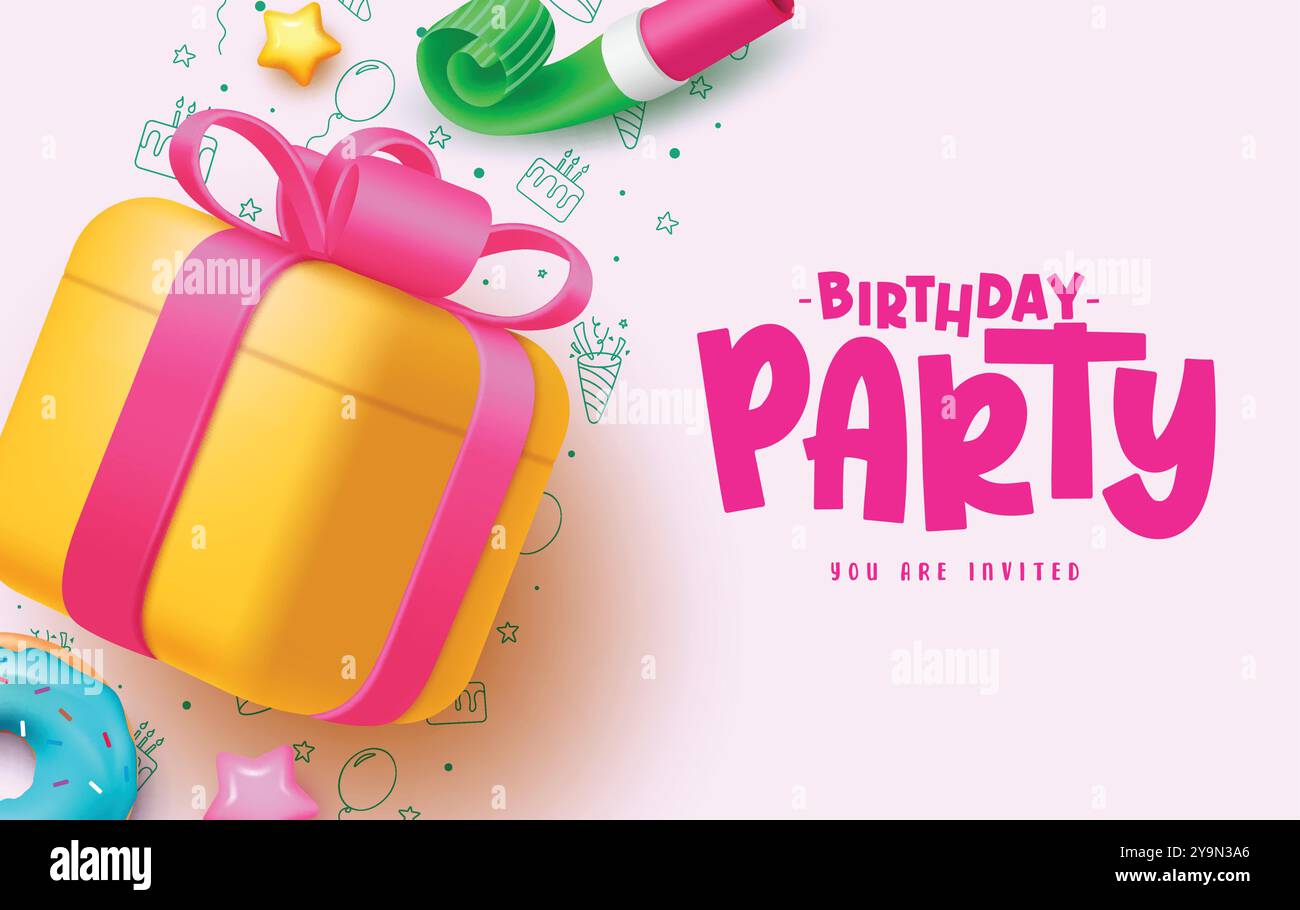Birthday party invitation vector template design. Birthday invitation ...