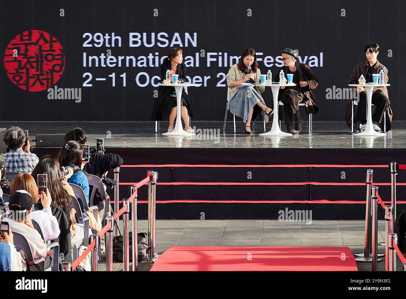 Busan, South Korea. 09th Oct, 2024. Actor Ryu Jun Yeol and Director Leos Carax attend their Open ...