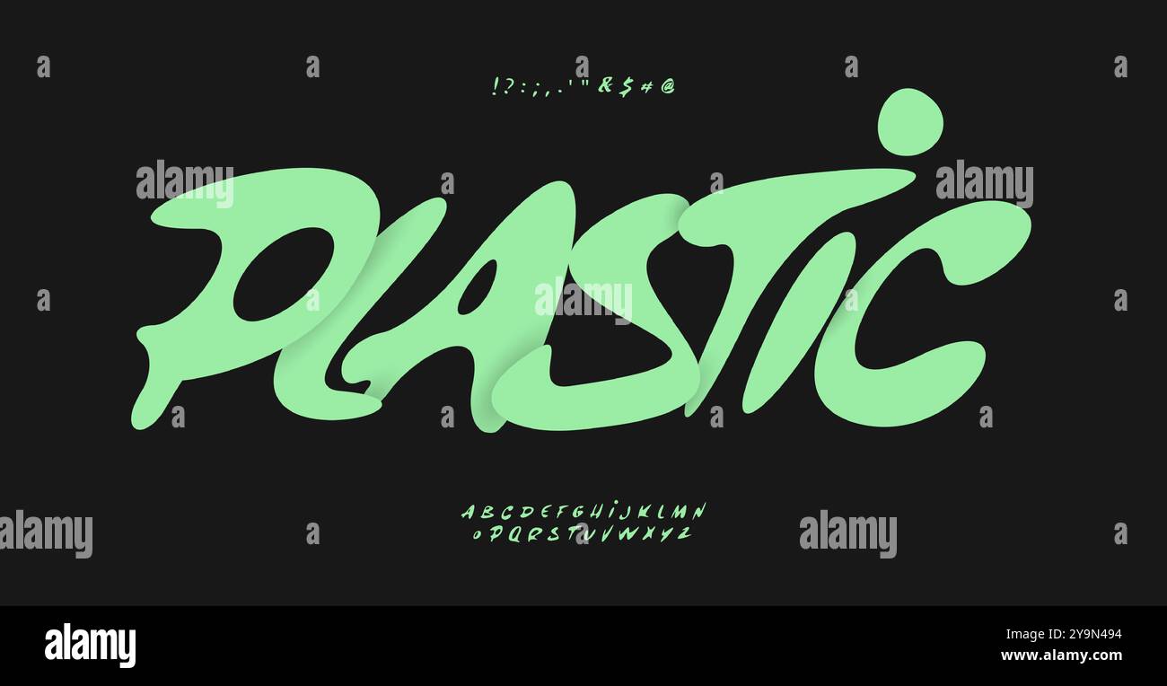 Dynamic slanted font smooth jelly letters. Playful liquid alphabet for ...