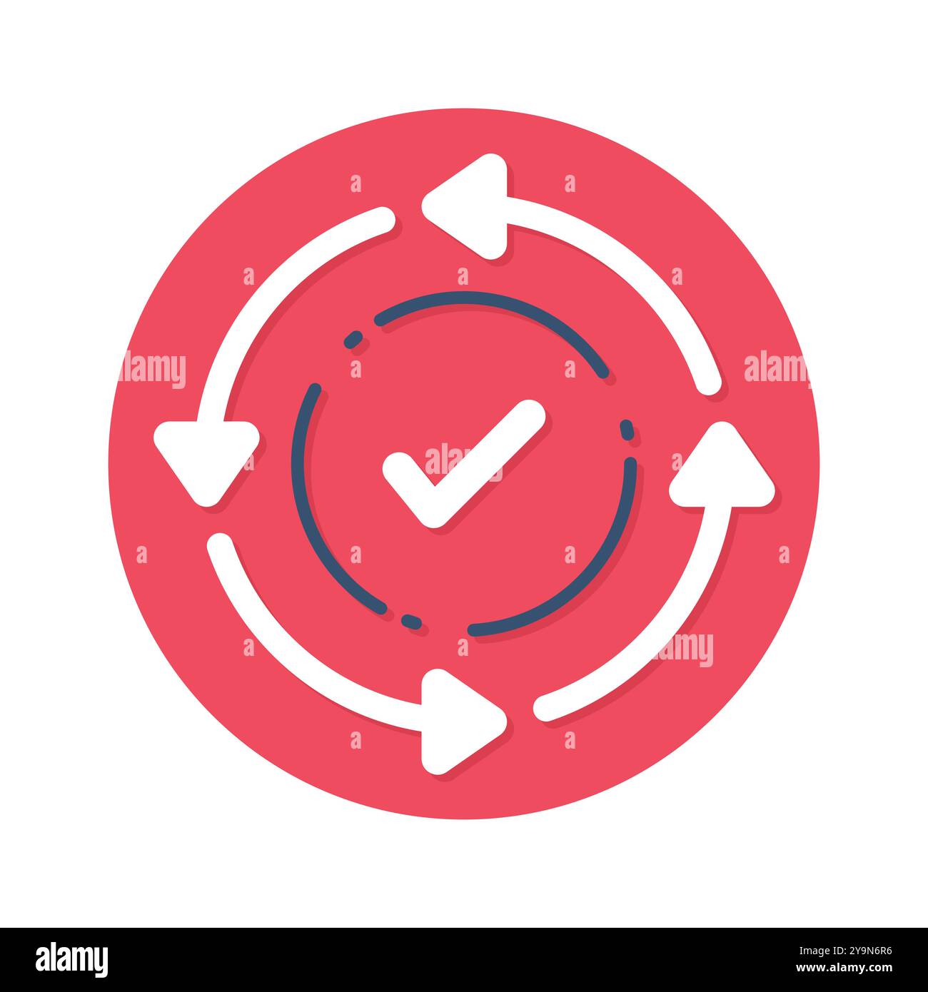 Check mark inside circle depicting concept flat icon of verified Stock ...