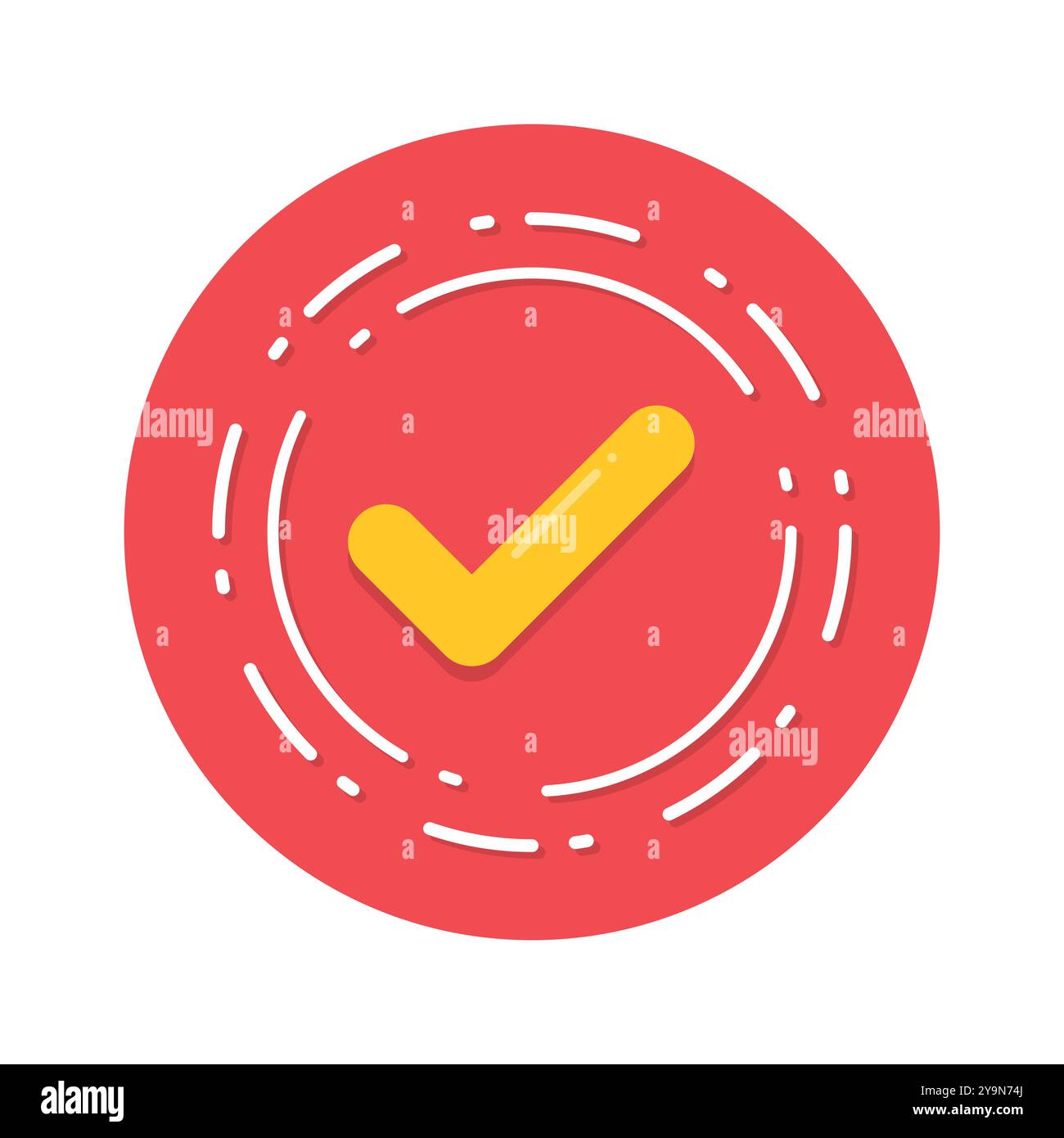 Check mark inside circle depicting concept flat icon of verified Stock ...