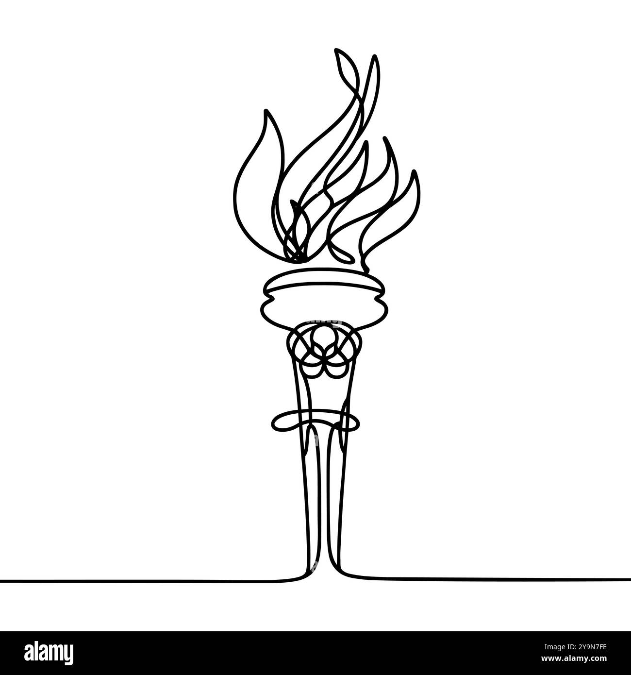Continuous line drawing of the Olympic torch. Single line drawing of ...