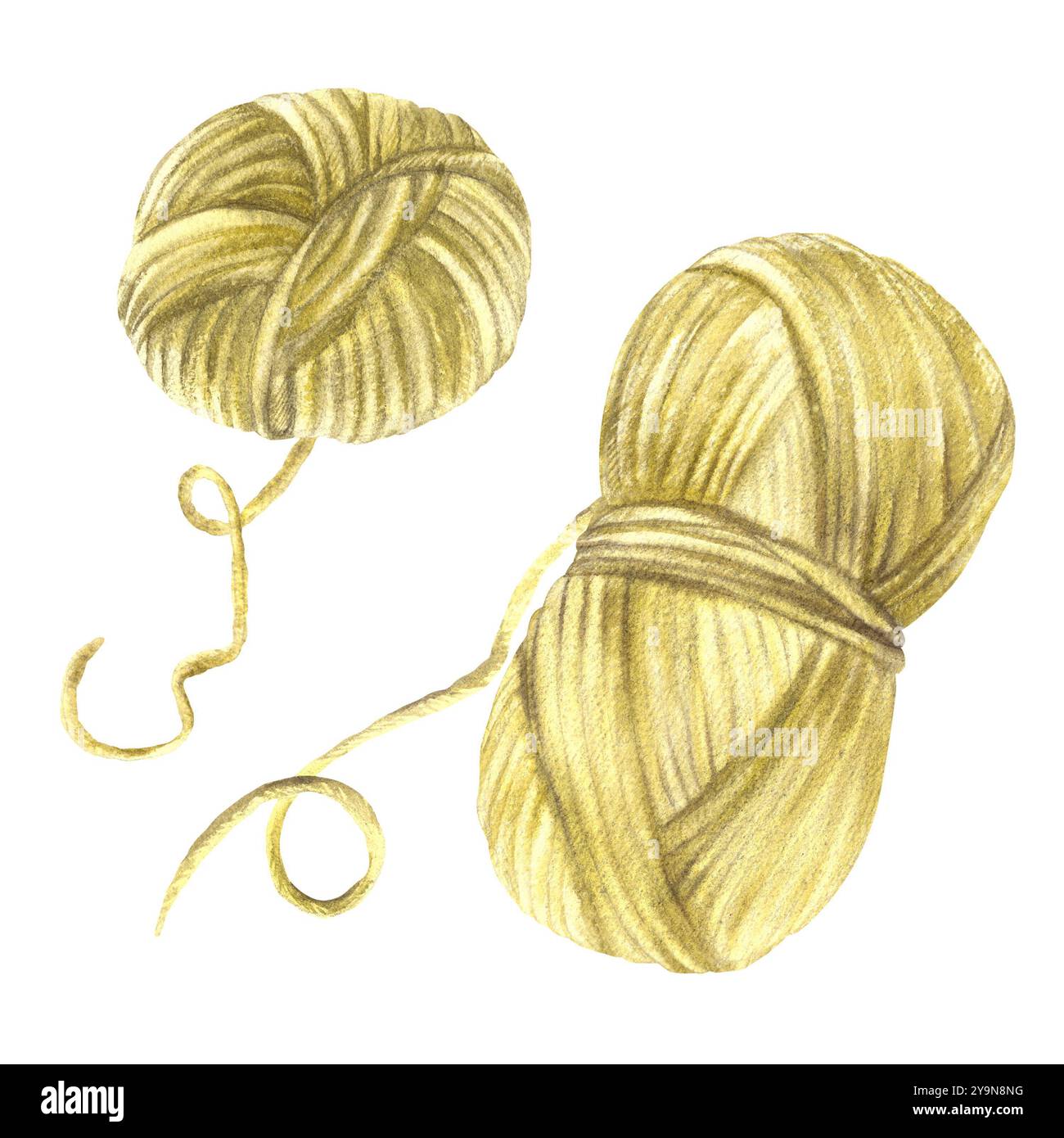 Skein of knitting thread. Green yellow pastel coloured ball of yarn ...