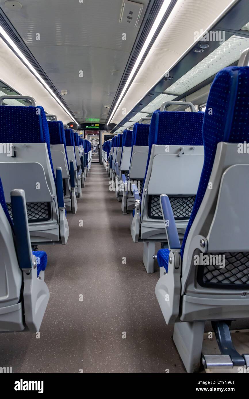 Passenger Coaches of high speed Train During Daytime from low angle ...