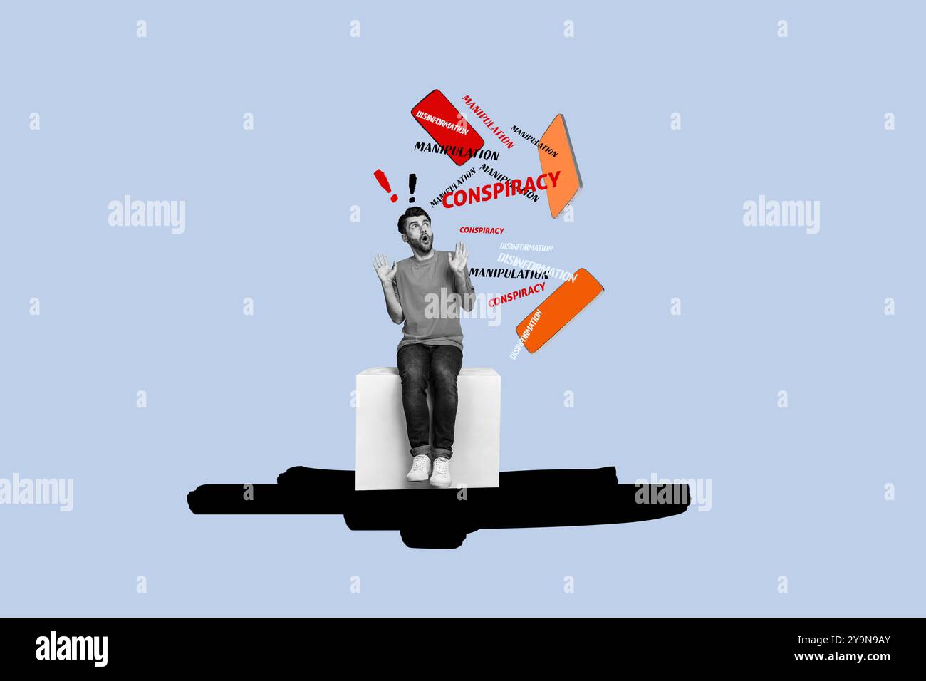 Composite trend artwork sketch image photo collage of young guy sit ...