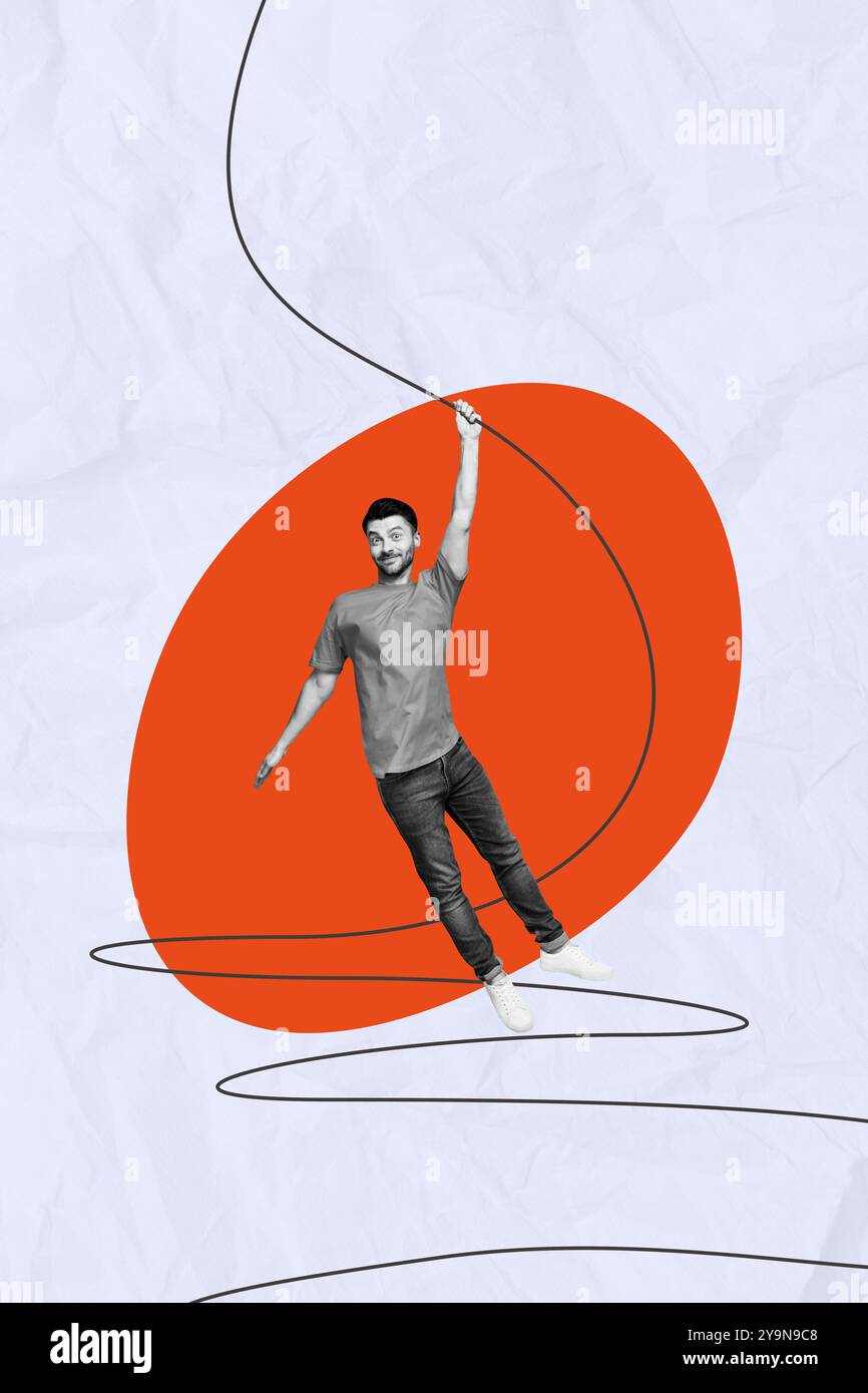 Composite trend artwork sketch image 3D collage of monochrome miniature ...