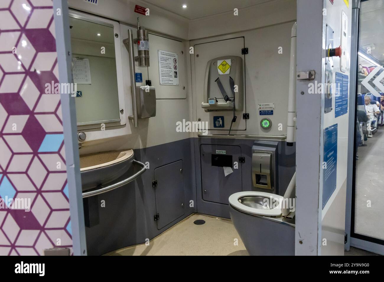 modern washroom of High Speed Passenger Train During Daytime from flat ...