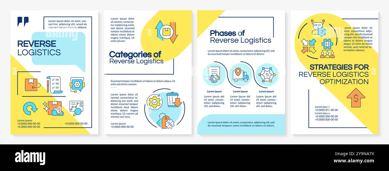 Reverse logistics yellow and blue brochure template Stock Vector Image ...