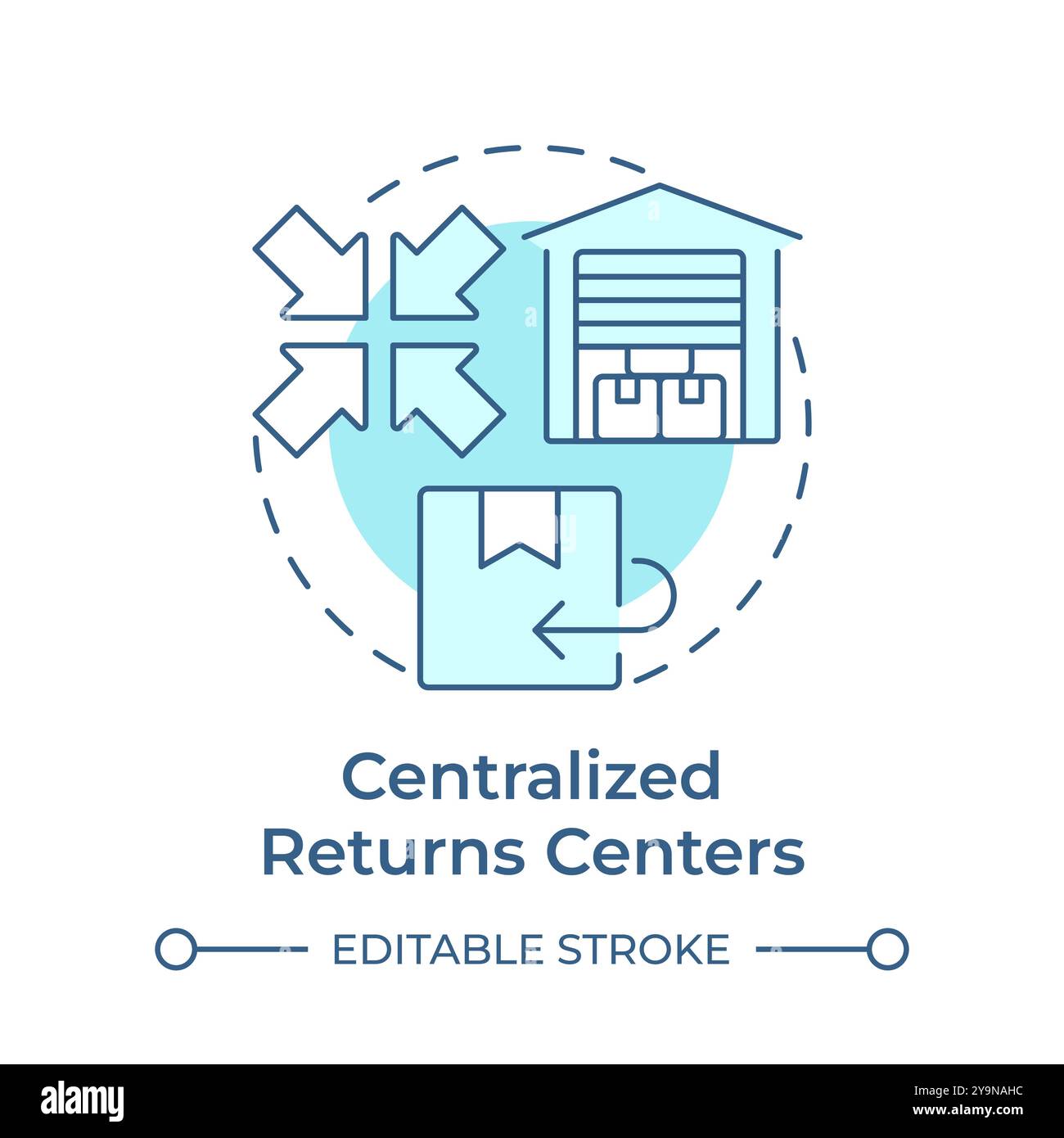 Centralized returns centers soft blue concept icon Stock Vector Image ...