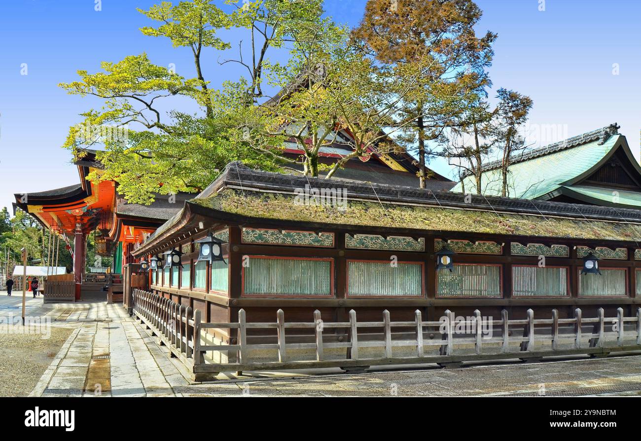 Main Hall (Honden) of Yasaka Shrine in Kyoto, Japan. This architecture ...