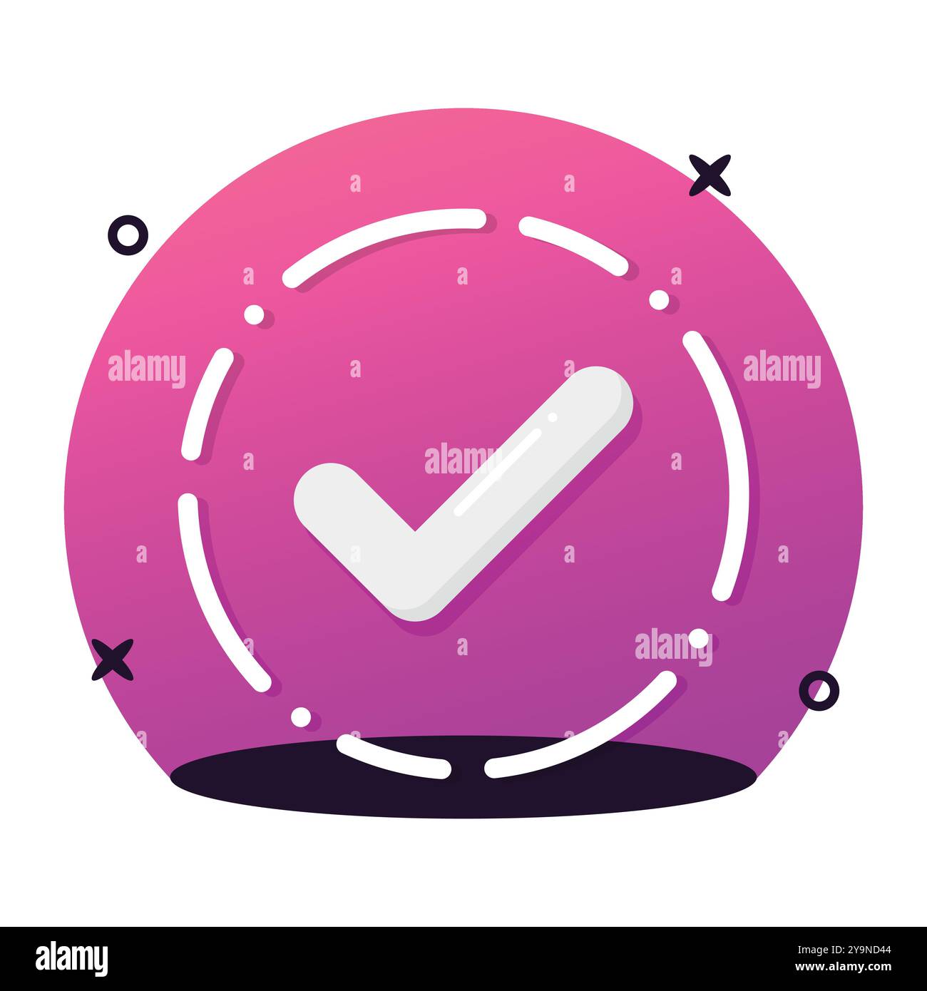 Check mark inside circle depicting concept flat icon of verified Stock ...