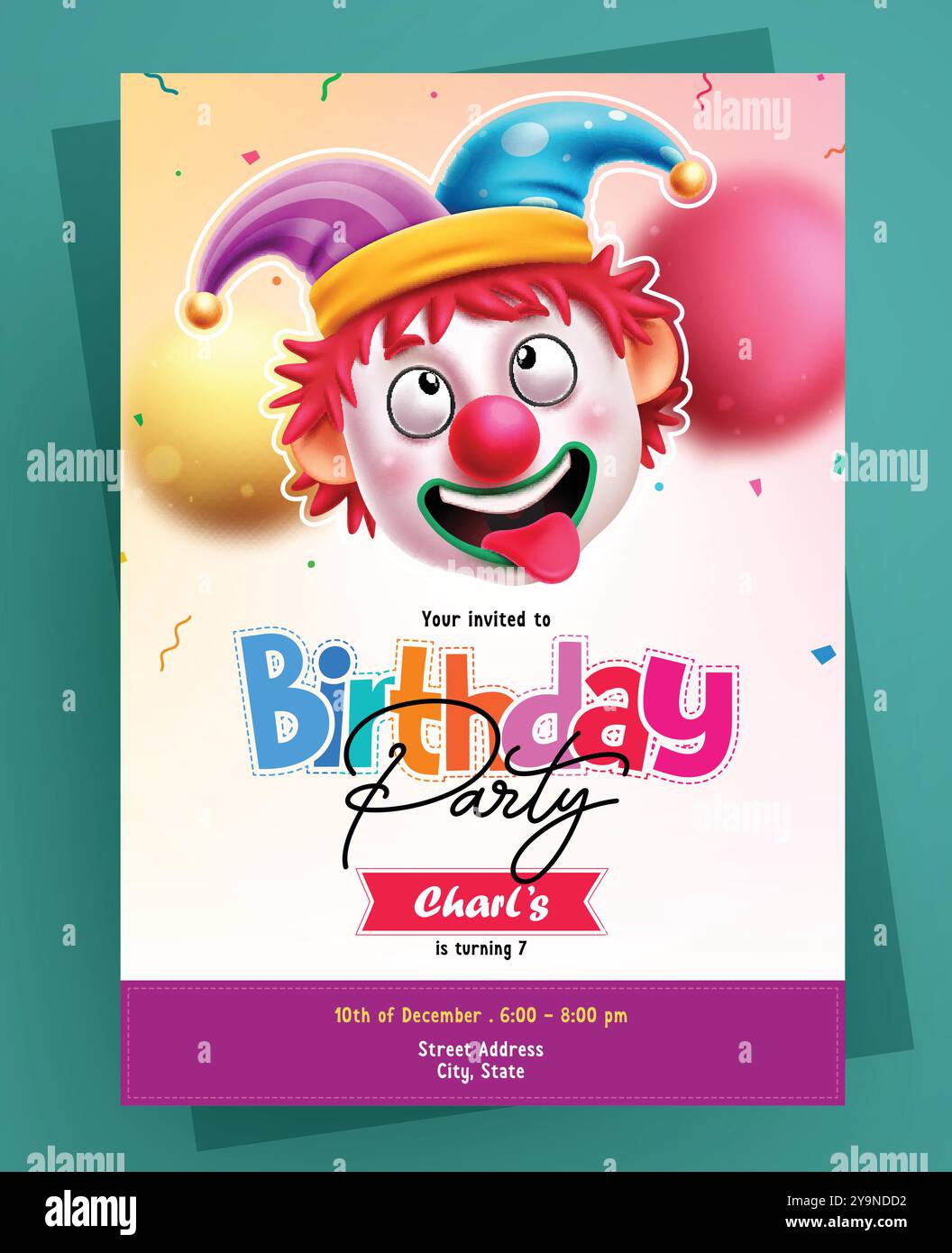 Birthday invitation card vector template design. Birthday party ...