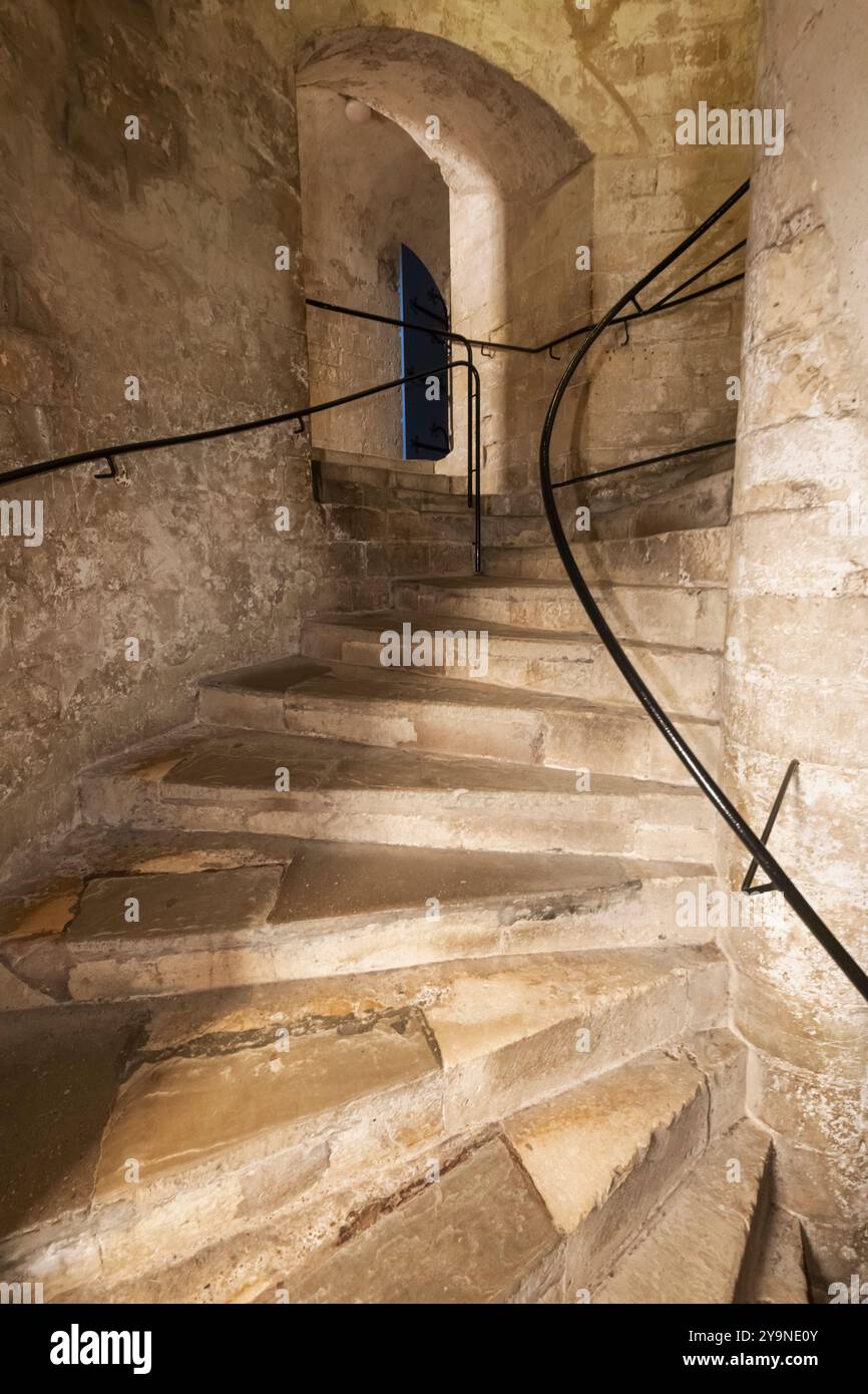 England, Kent, Dover, Dover Castle, The Keep, Interior Stone Staircase ...