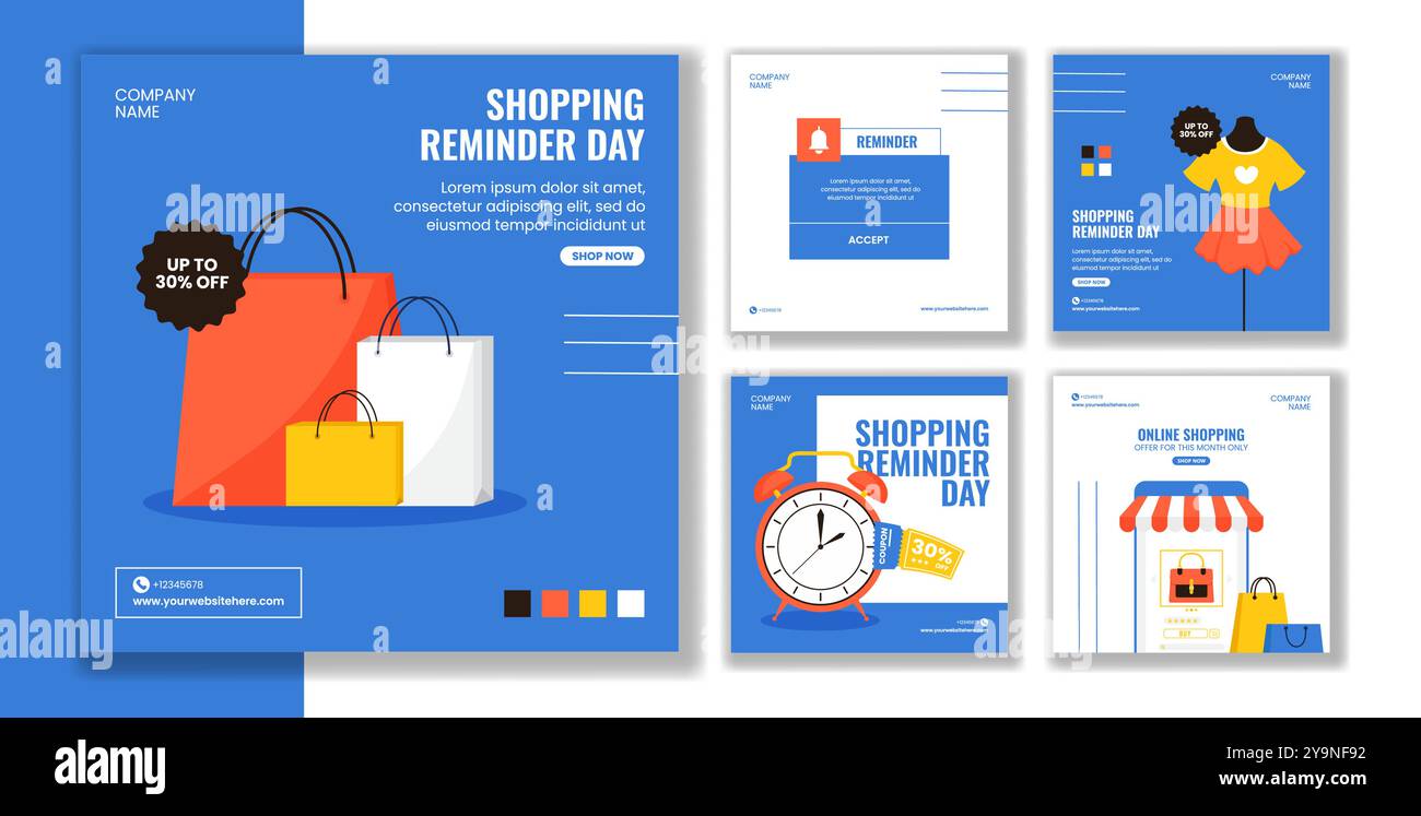 Shopping Reminder Day Social Media Post Flat Cartoon Hand Drawn ...