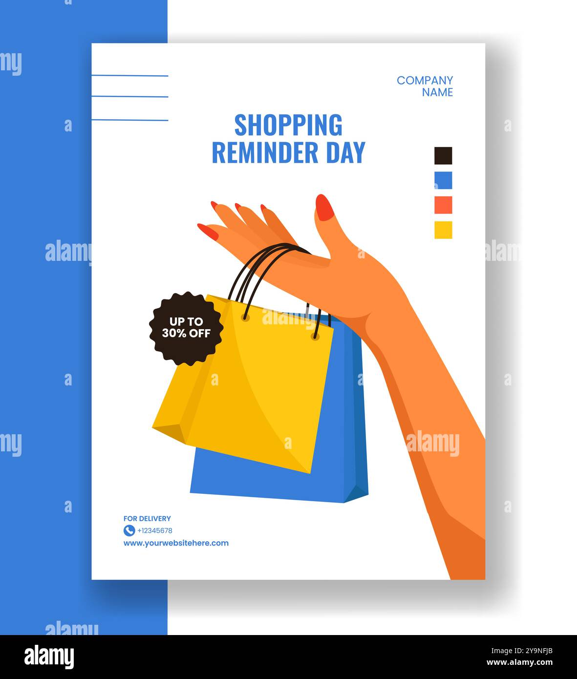 Shopping Reminder Day Vertical Poster Flat Cartoon Hand Drawn Templates ...