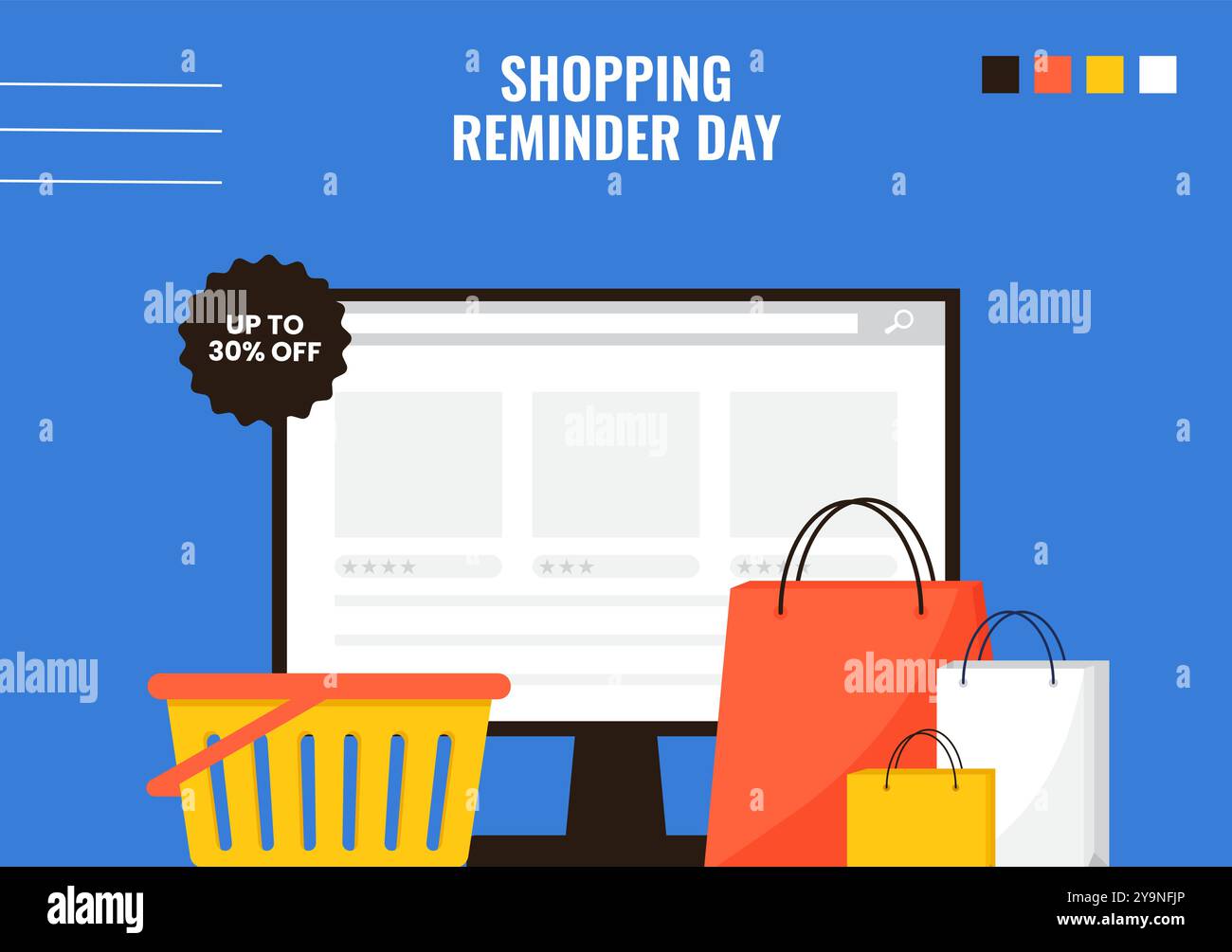 Shopping Reminder Day Social Media Background Flat Cartoon Hand Drawn ...