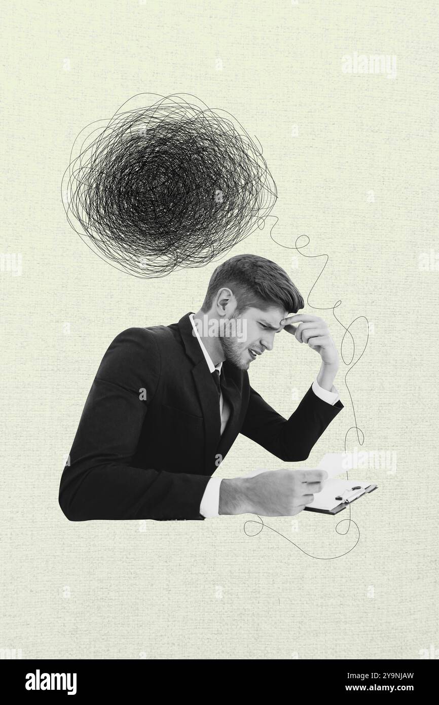 Composite trend artwork sketch image collage of mess line doodle ...