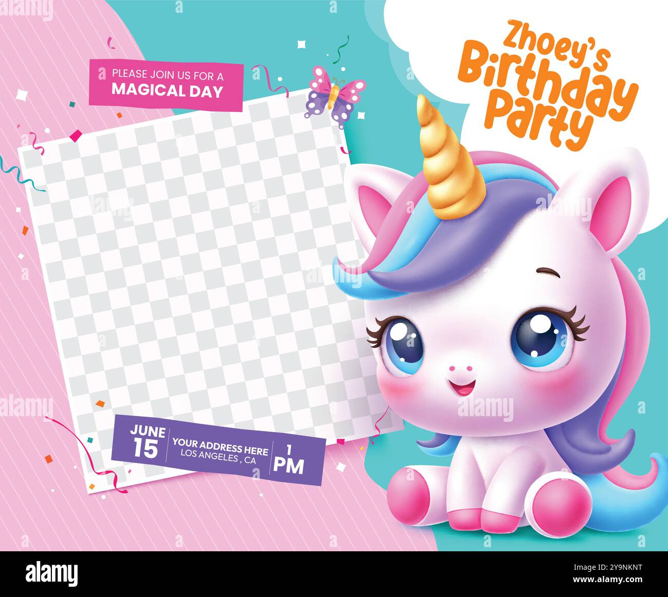 Birthday party invitation vector template design. Happy birthday ...