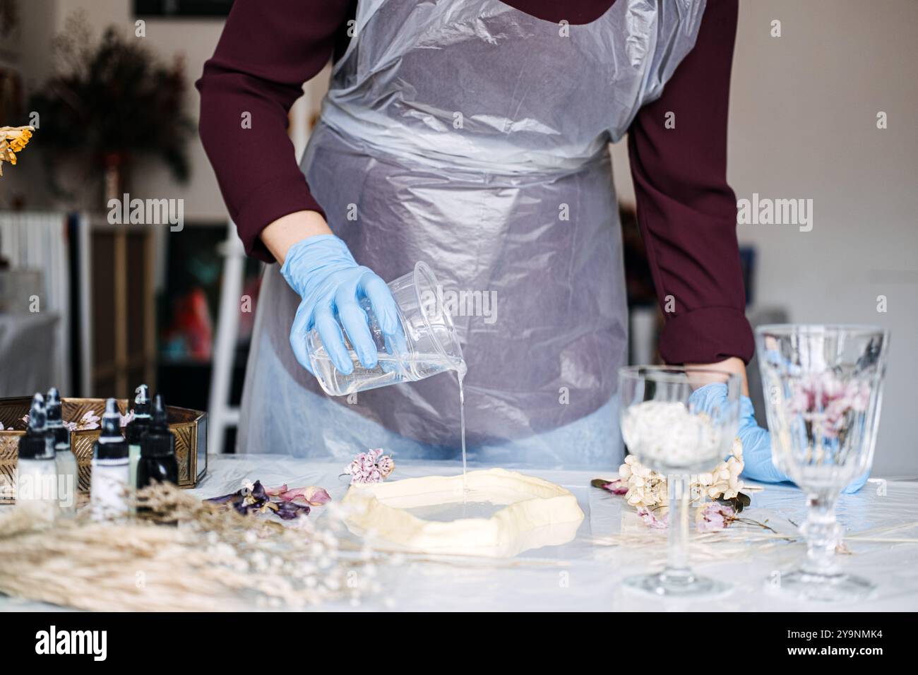 Creating beautiful epoxy resin art with DIY techniques in a well-lit ...