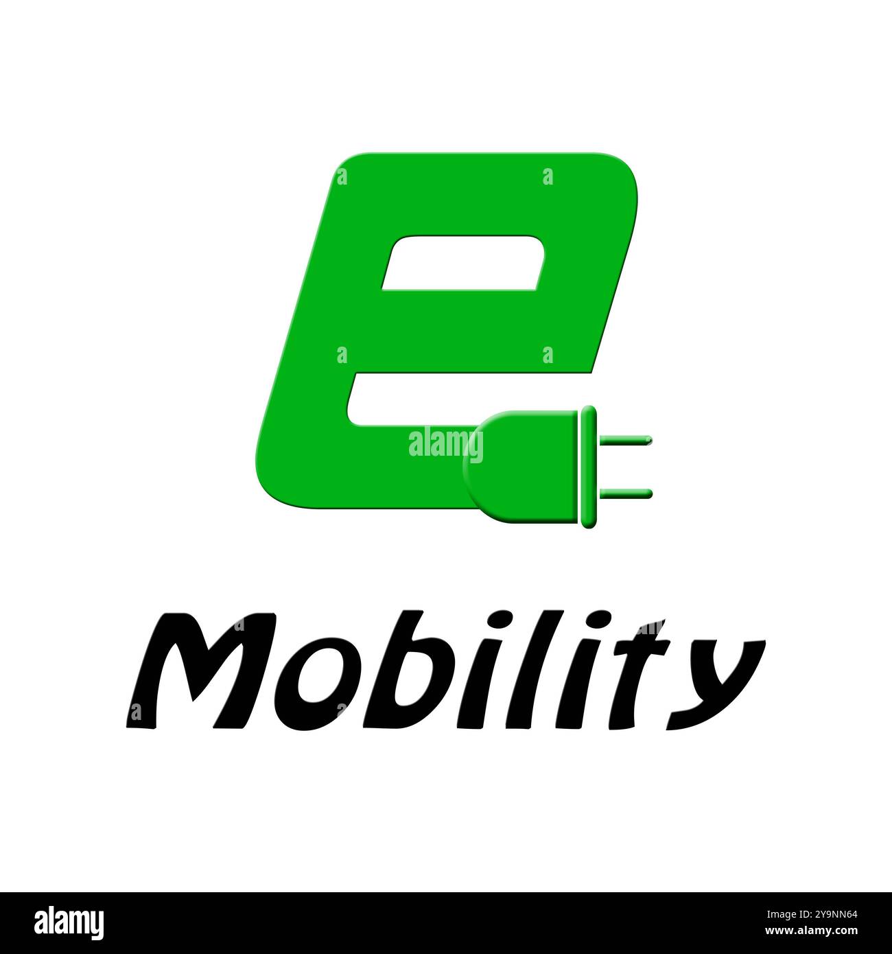 E-mobility symbolic for use as a logo - letter E with plug in green and ...